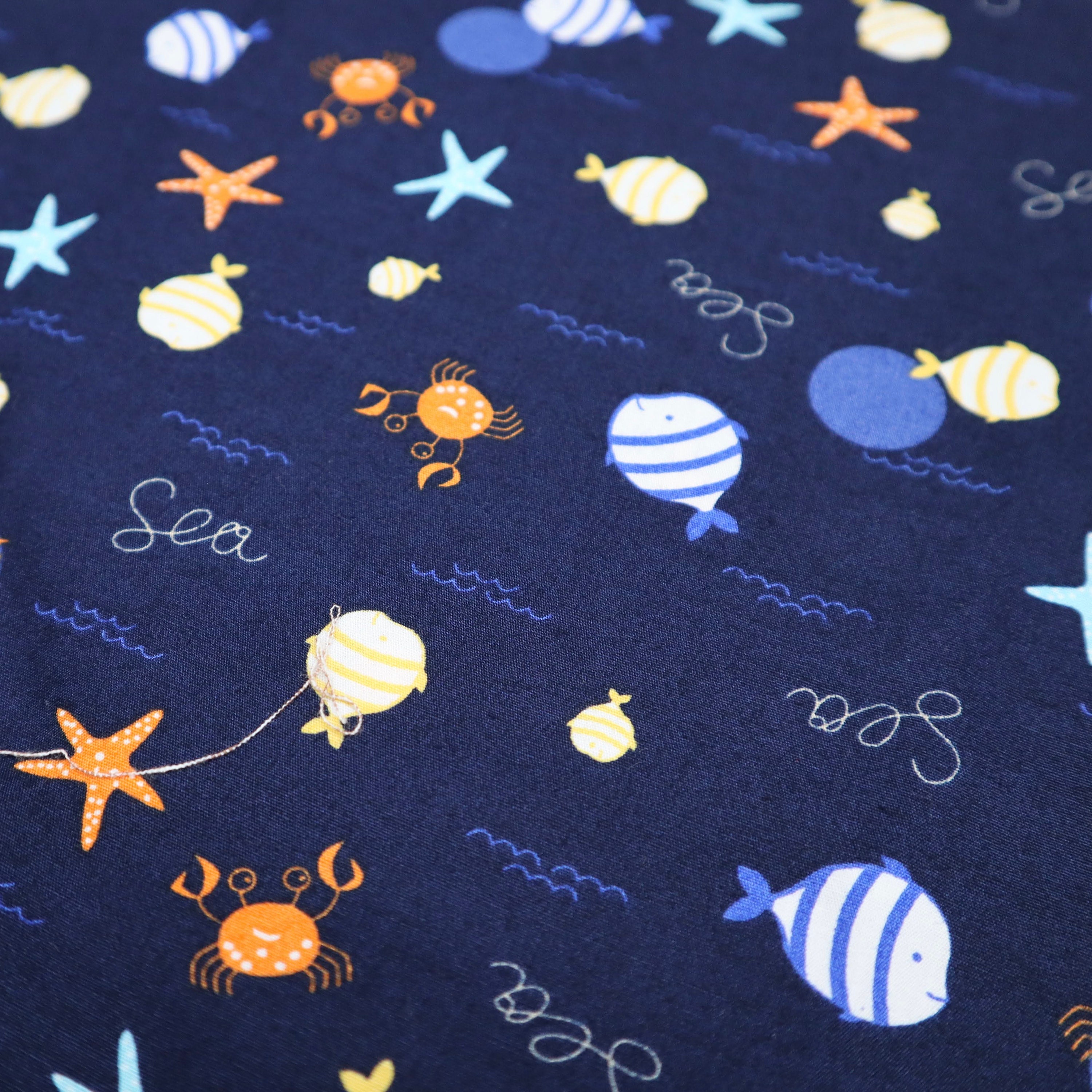 Cute Sea Life Printed Cotton Fabric Fish and Sea Life Print | Etsy