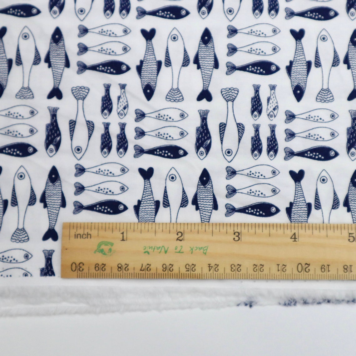 Little Fish Printed Cotton Fabric - Fish Print on Navy Blue,white ...