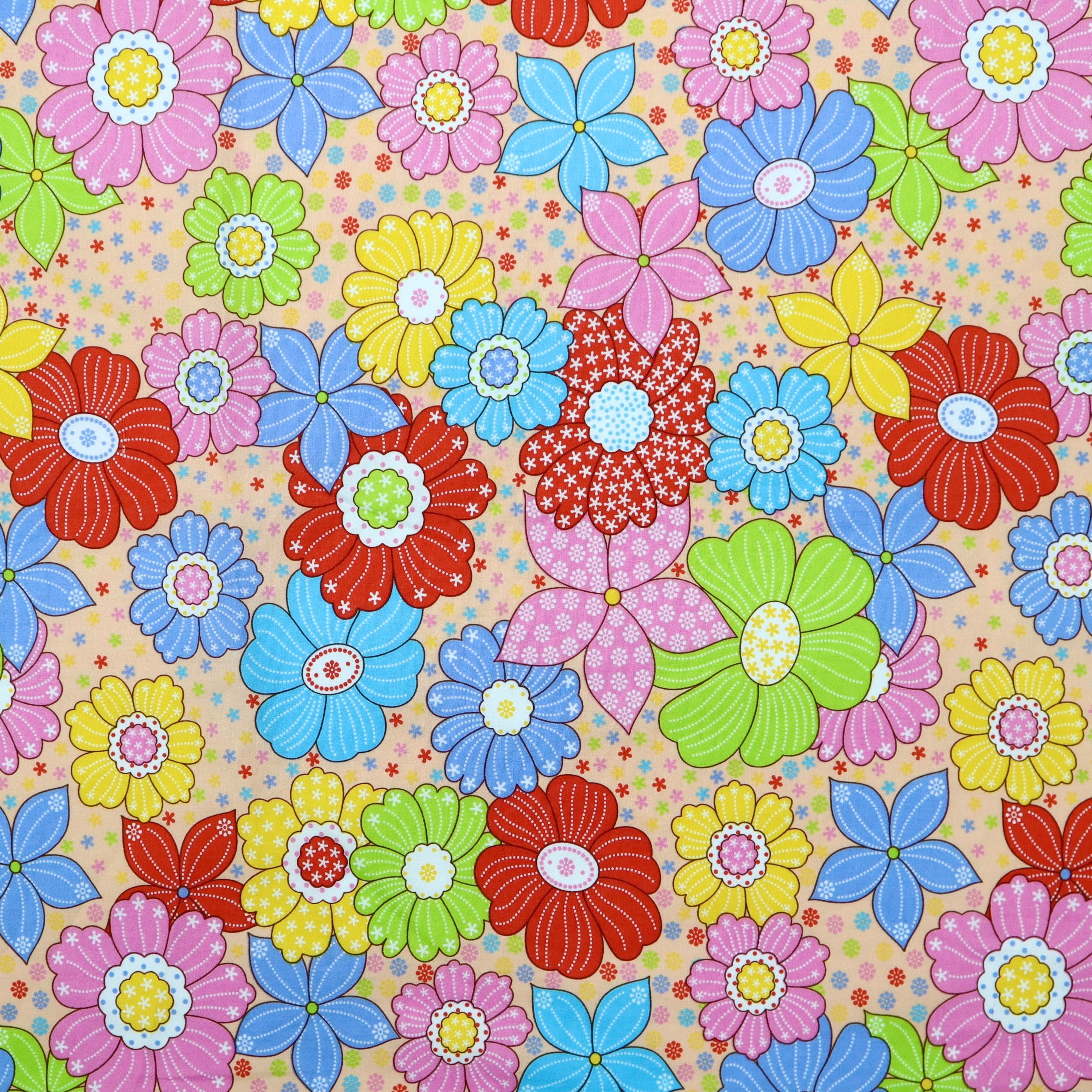 Big Flowers Fabric Huge Colorful Flower Printed Cotton - Etsy