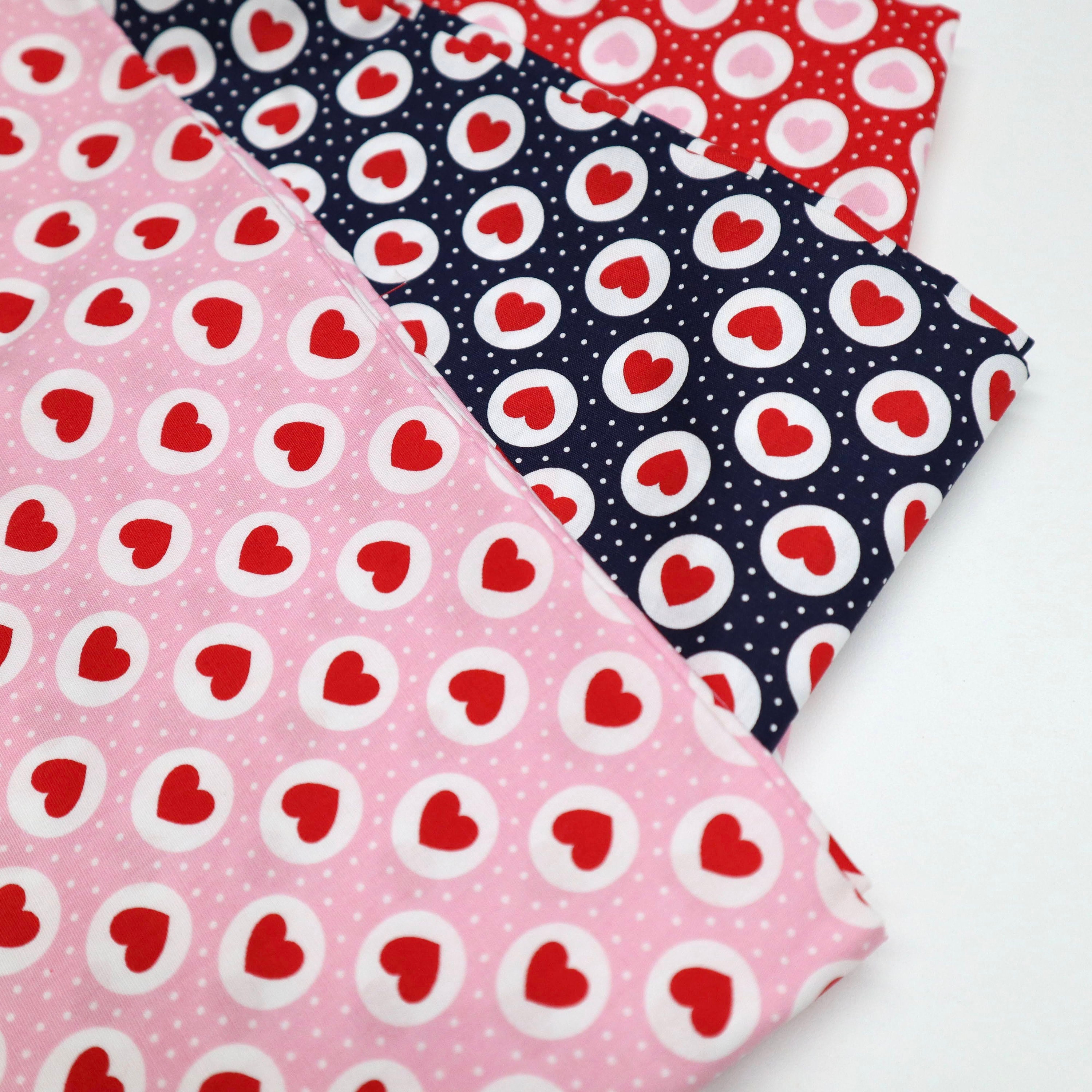 Colorful Hearts Printed Cotton Fabric Cute Hearts Fabric | Etsy