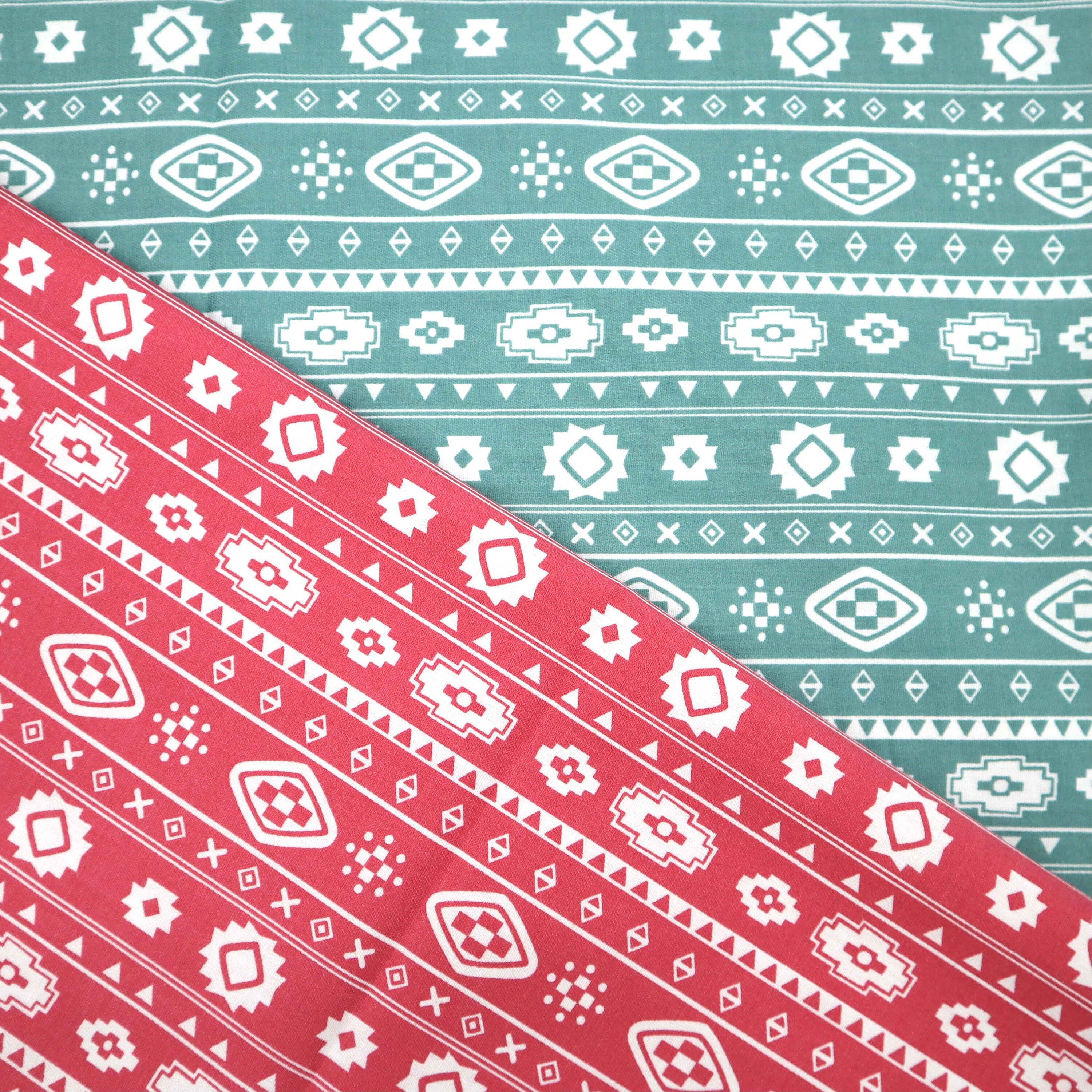 Soft Geometric Printed Cotton Fabric Tribal Printed on Green | Etsy