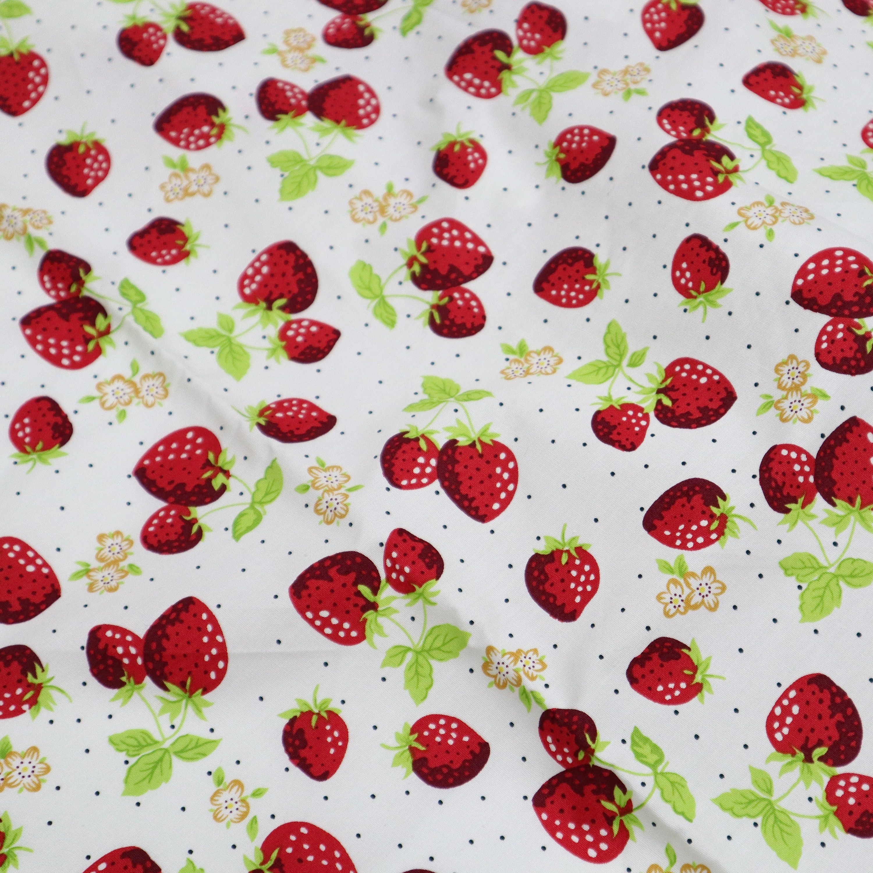 Strawberry Fabric Super Cute Strawberry Printed on White | Etsy