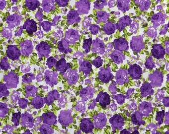 Floral Purple Fabric Rose and Autumn Twilight M by Crystal Walen Floral ...