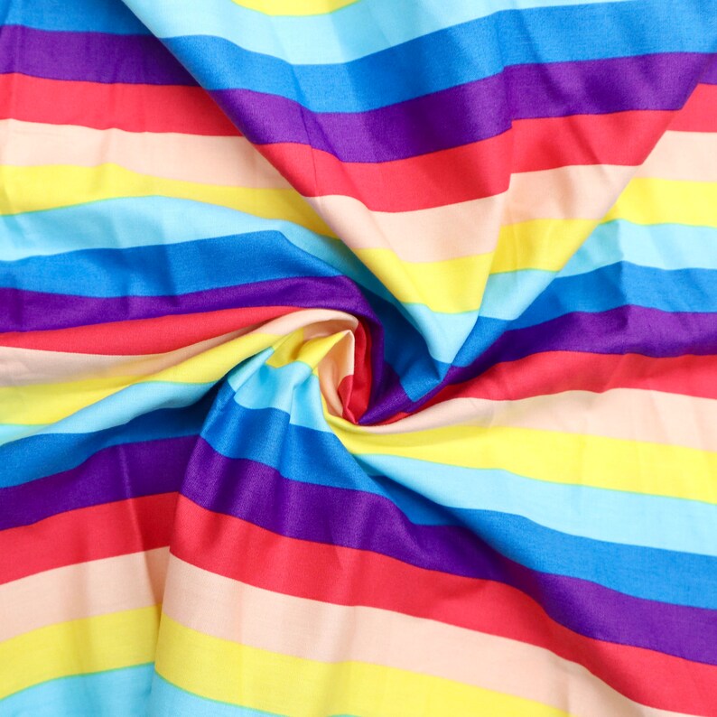 Rainbow Stripe Cotton Fabric Colorful Striped Cotton Fabric - Etsy