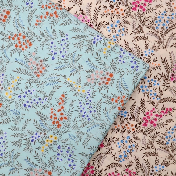 Little Plant and Flower Cotton Fabric Cute Floral Printed on | Etsy