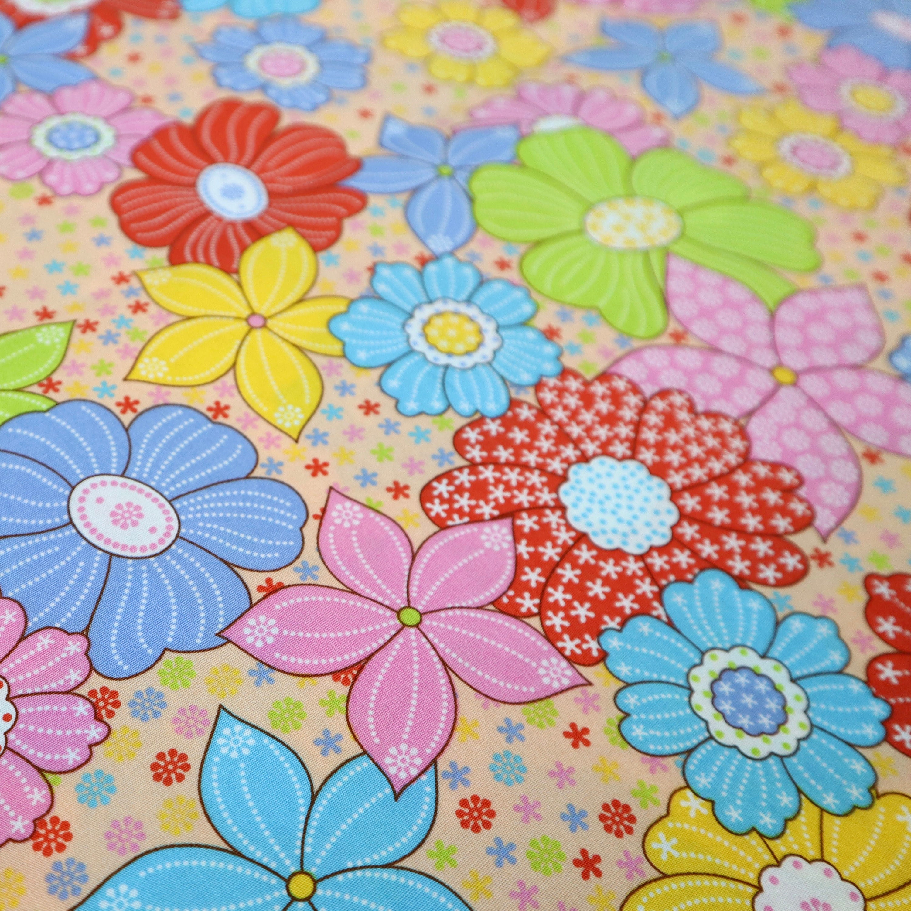 Big Flowers Fabric Huge Colorful Flower Printed Cotton - Etsy