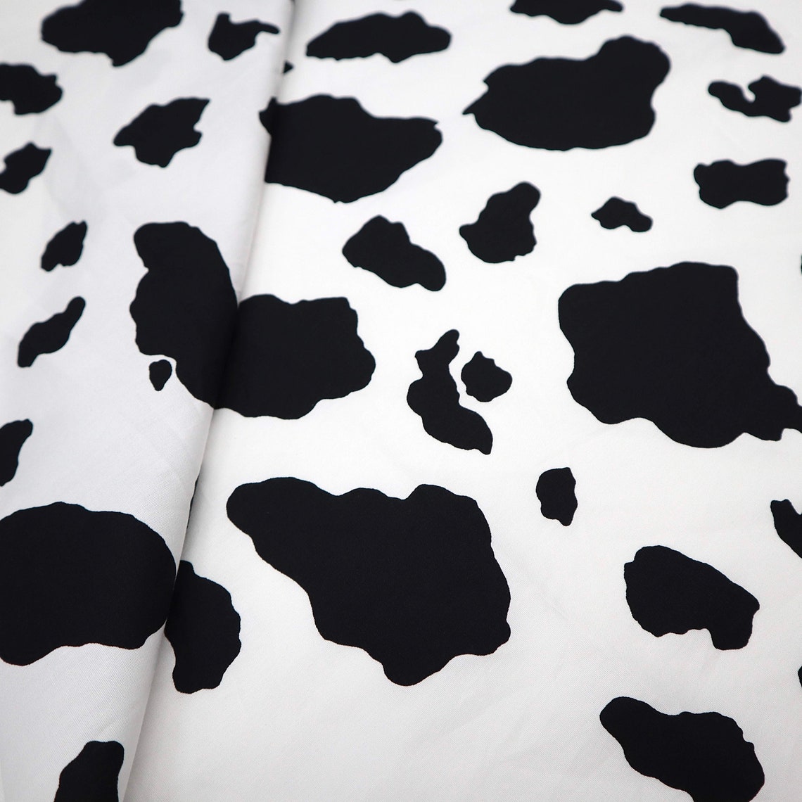 Cow Printed Cotton Fabric Black and White Cow Fabric Cattle | Etsy