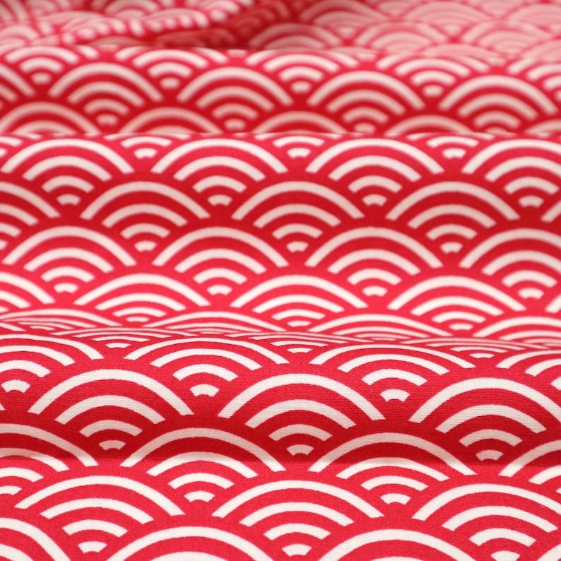 Japanese Wave Fabric Red Japanese Traditional Wave Printed | Etsy
