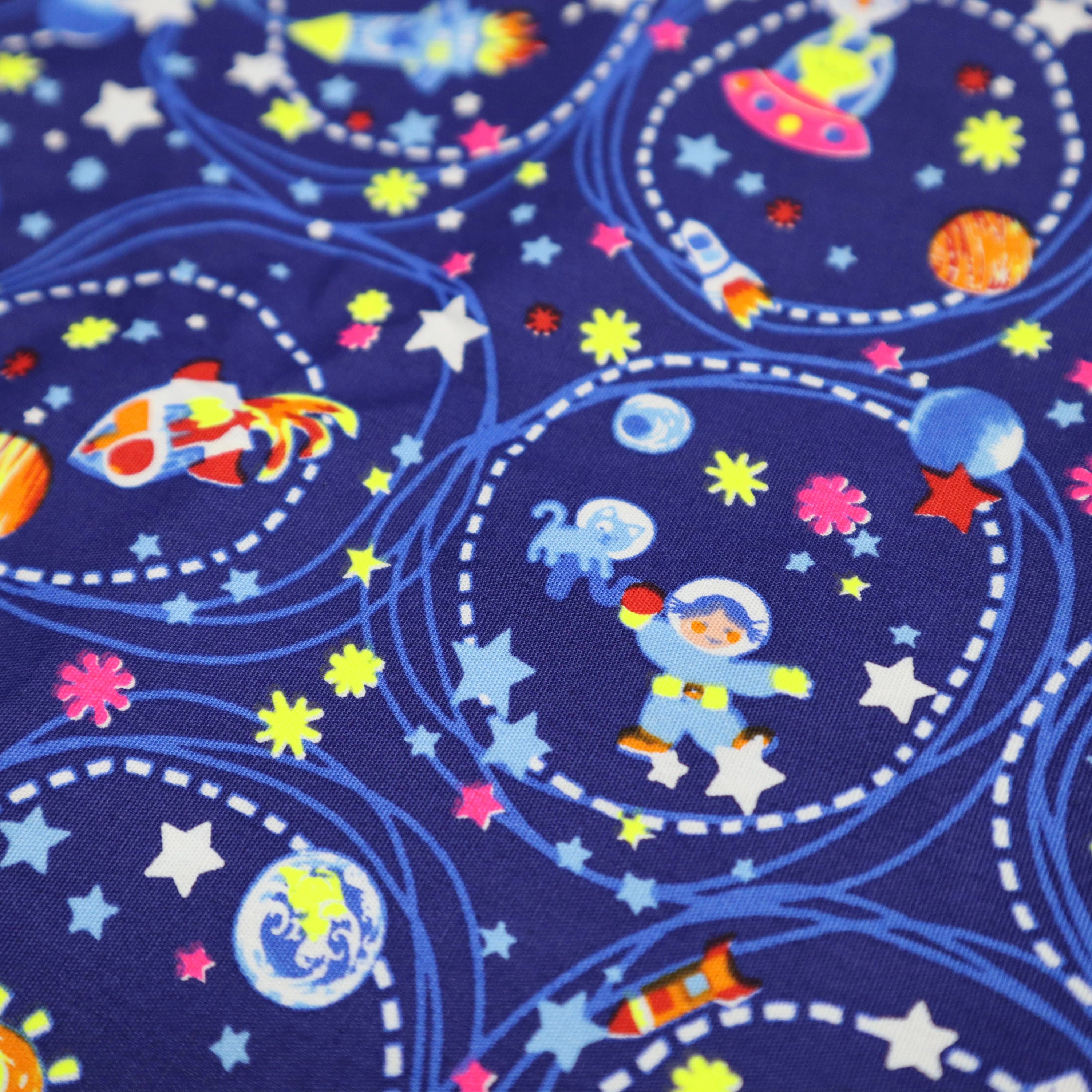 Astronaut in Space Printed Cotton Fabric Space Fabric - Etsy