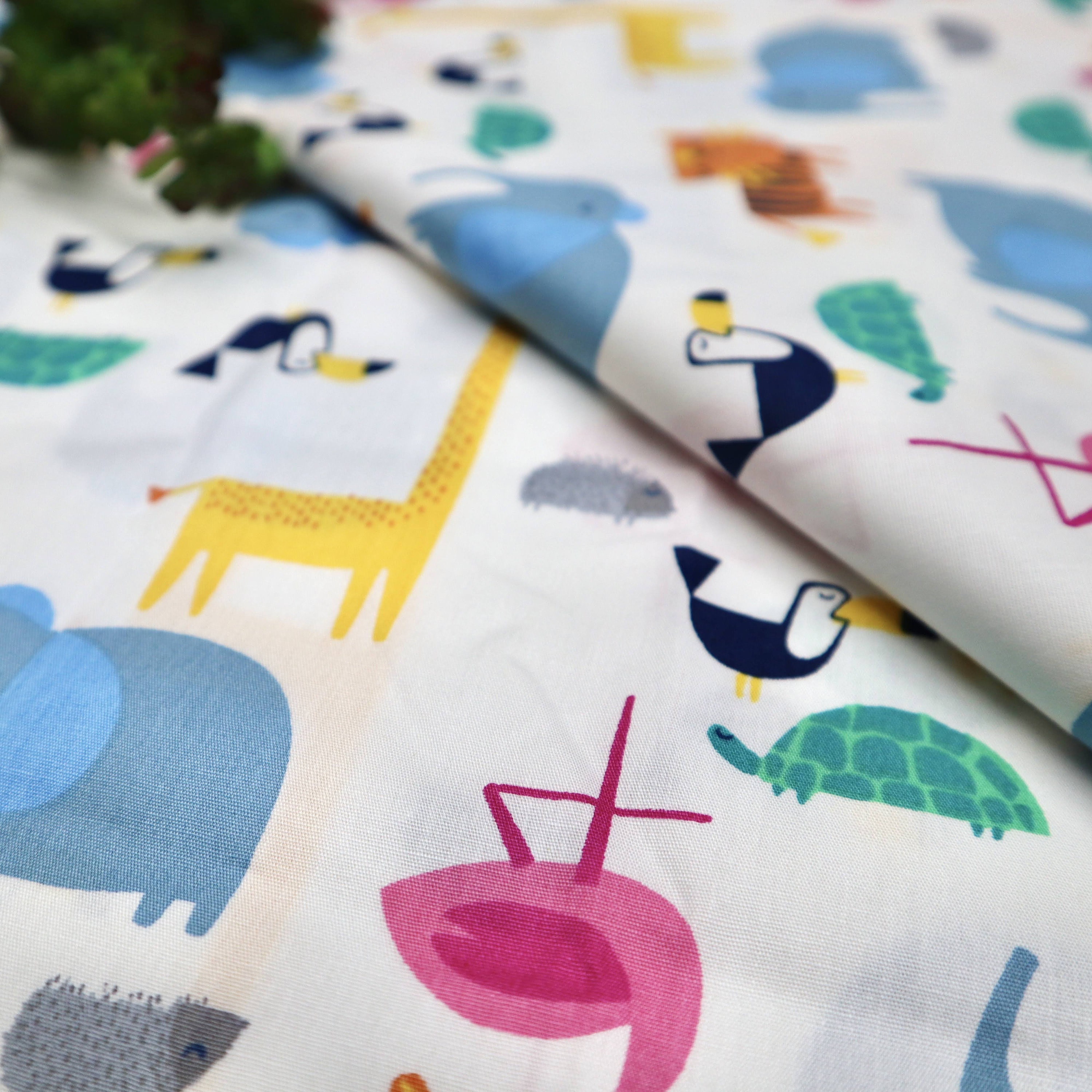 Cute Animal Cotton Fabric Animal Printed on White Fabric | Etsy