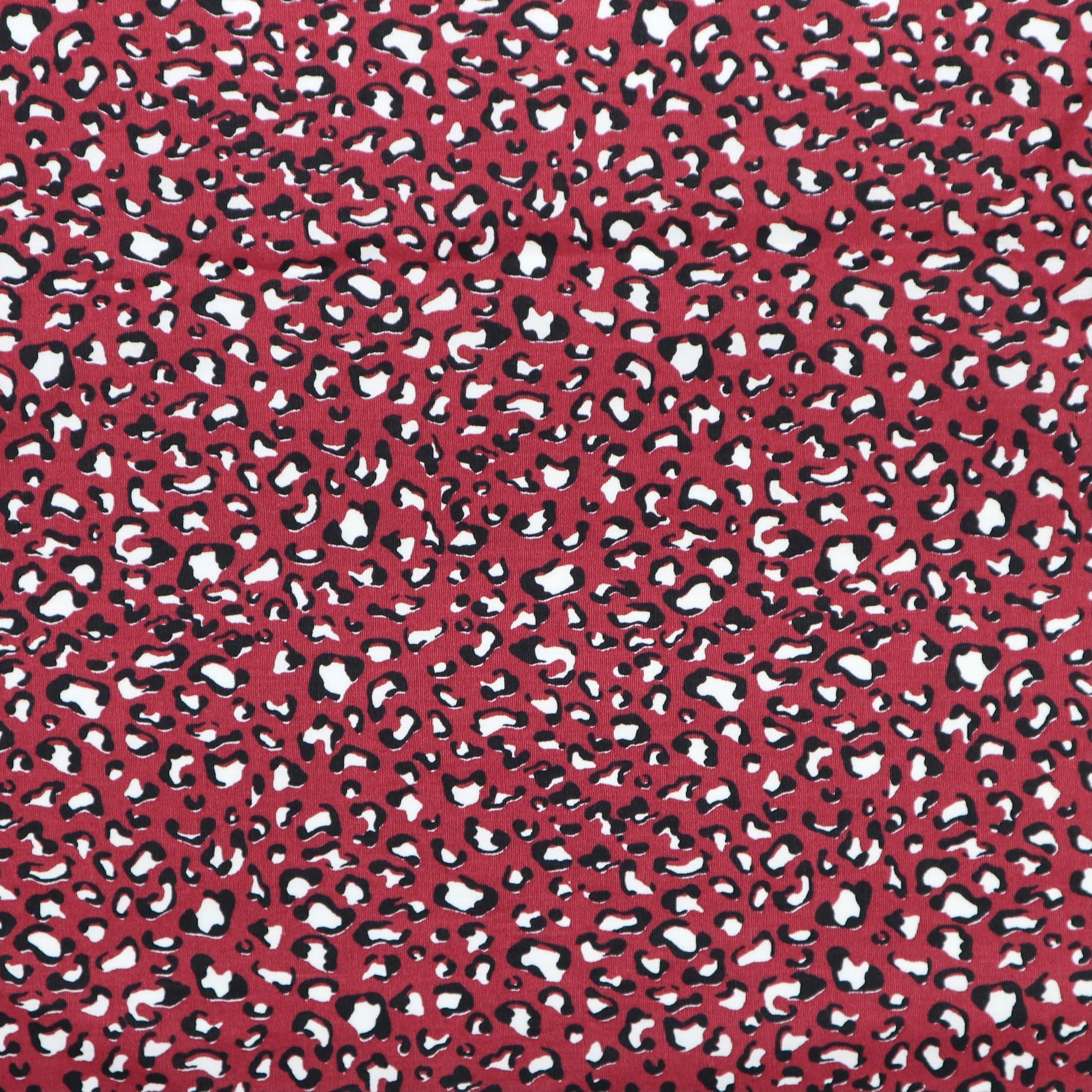 Red Leopard Cotton Fabric Black and White Leopard Spots on | Etsy