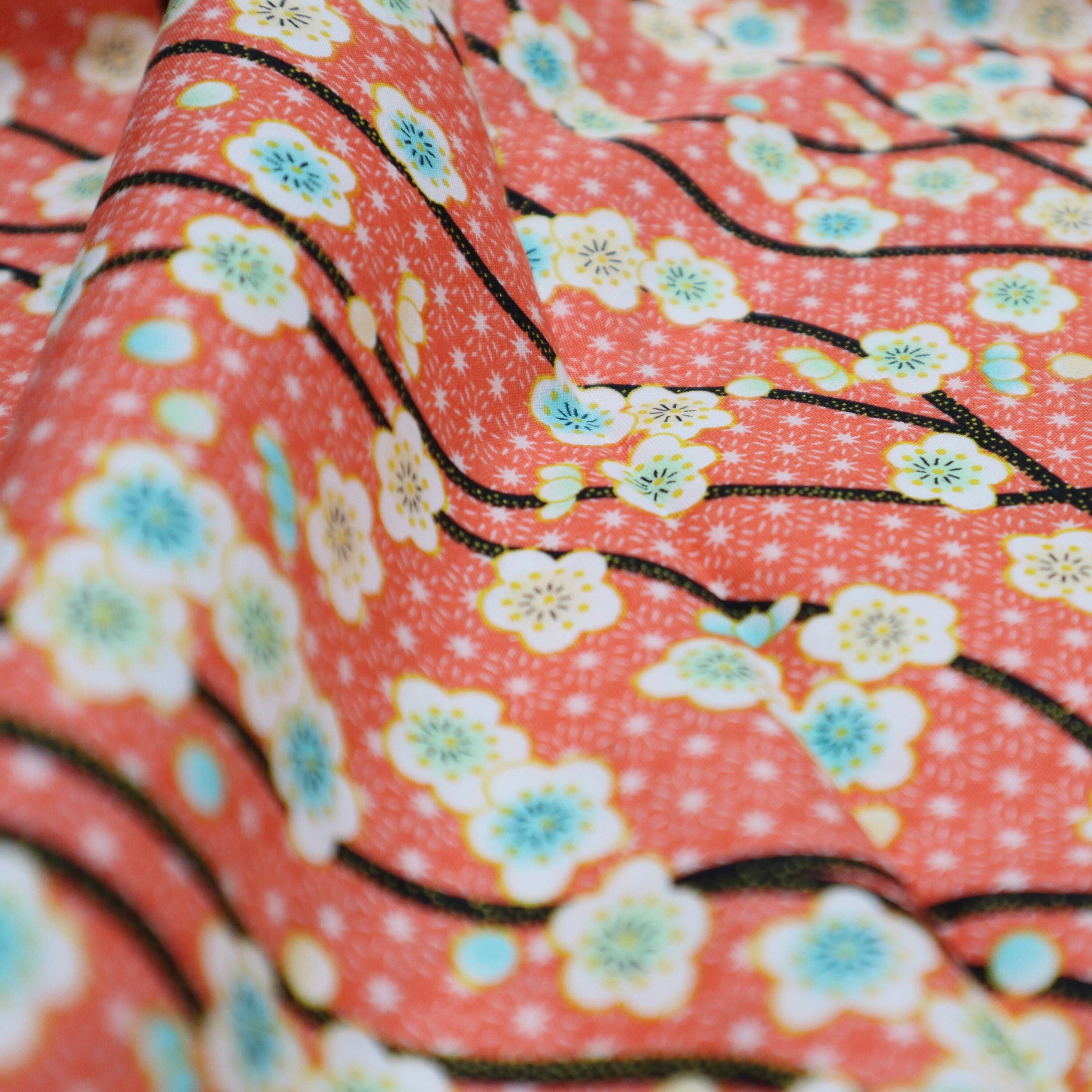 Sakura Flower Cotton Fabric Japanese Style Sakura on Pink - Etsy