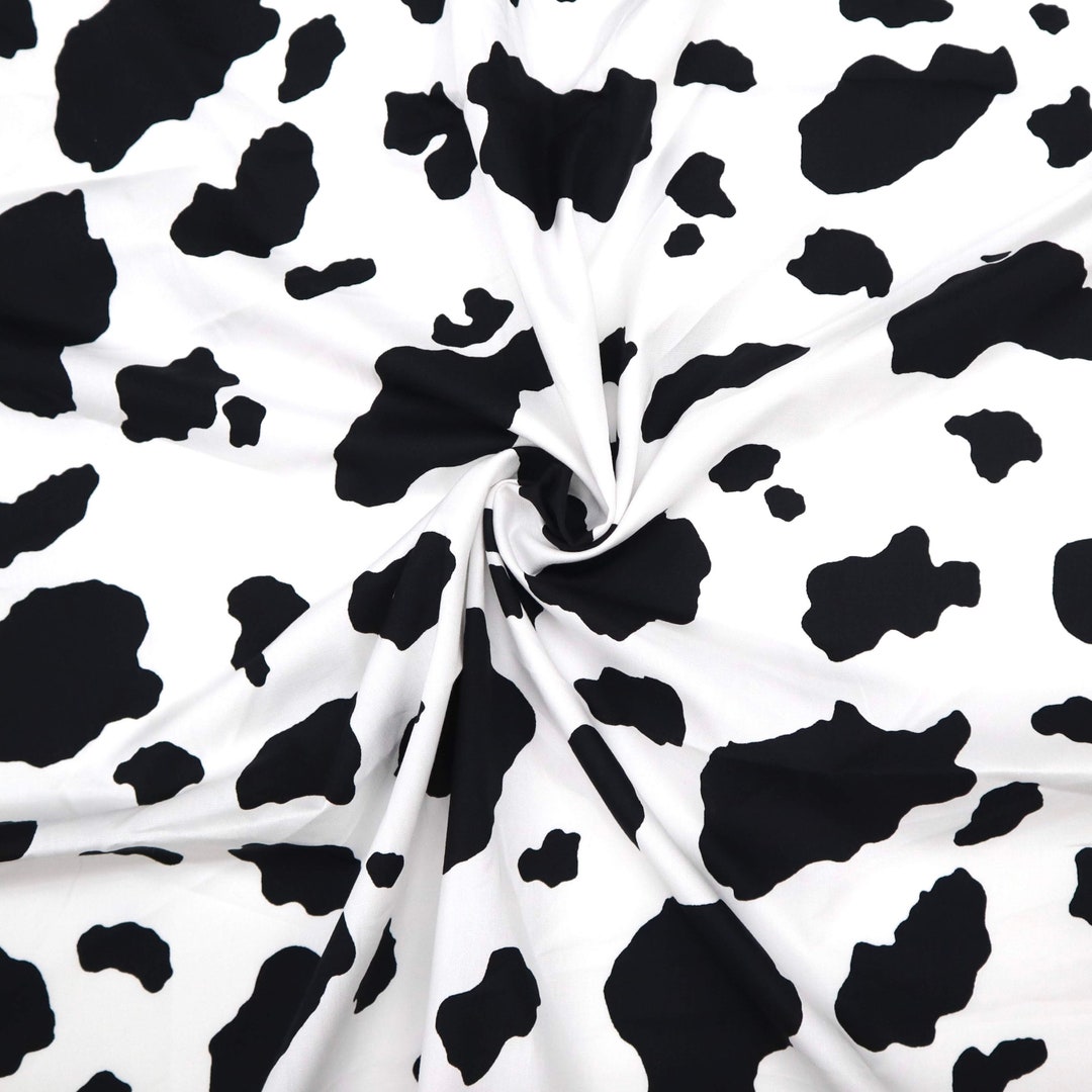 Cow Printed Cotton Fabric - Black and White Cow Fabric, Cattle Print ...