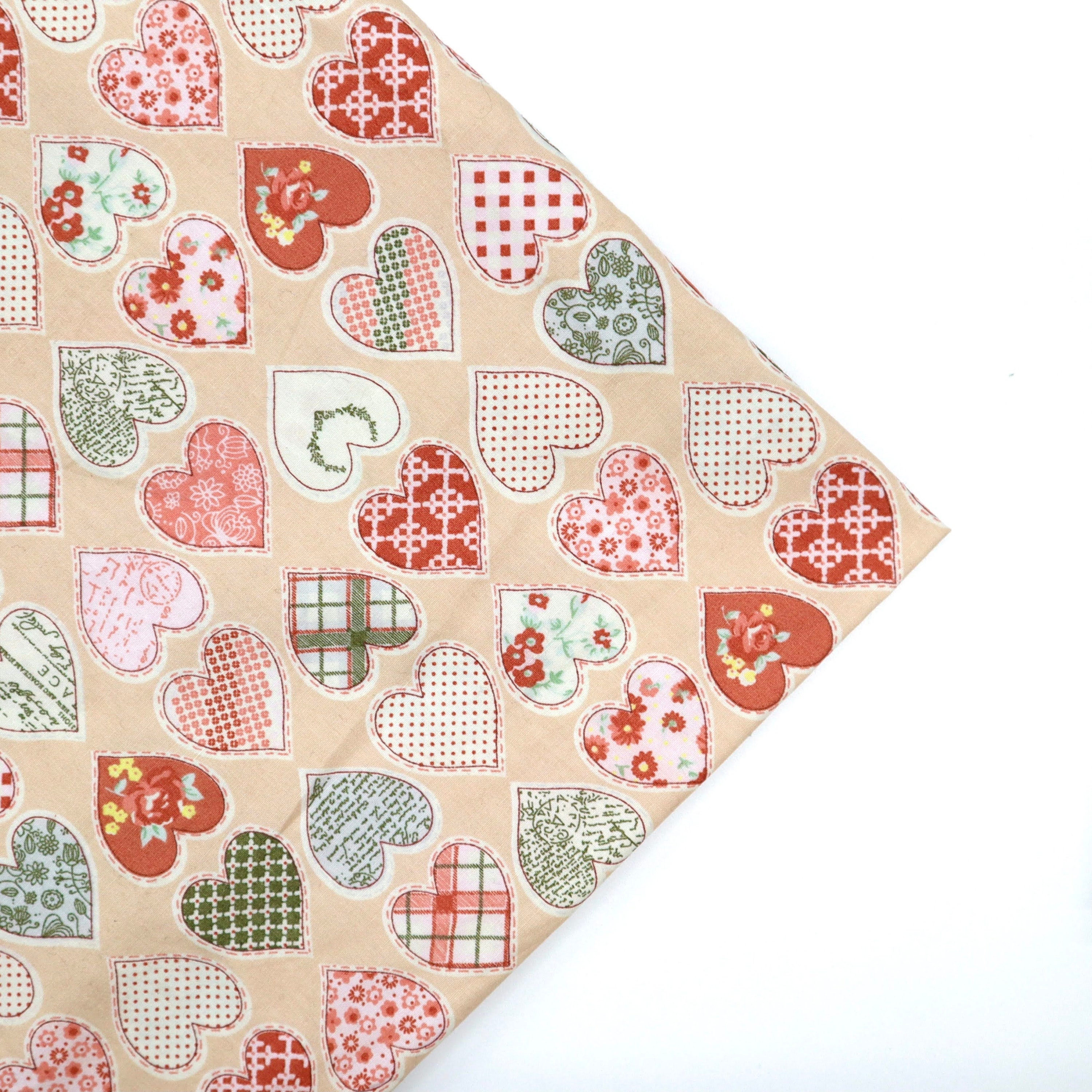 Beautiful Hearts Printed Cotton Fabric Cute Heart Printed on | Etsy