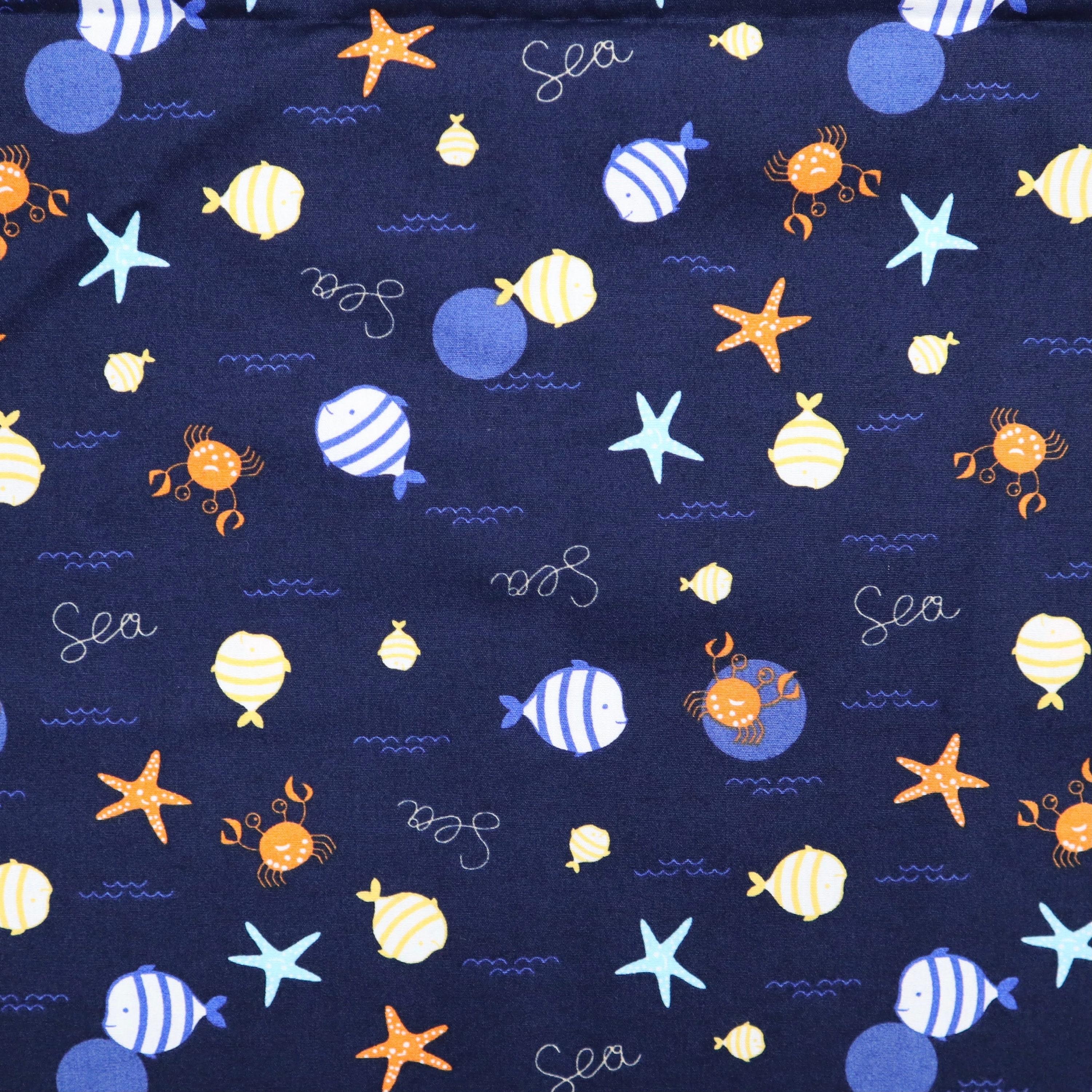 Cute Sea Life Printed Cotton Fabric Fish and Sea Life Print | Etsy