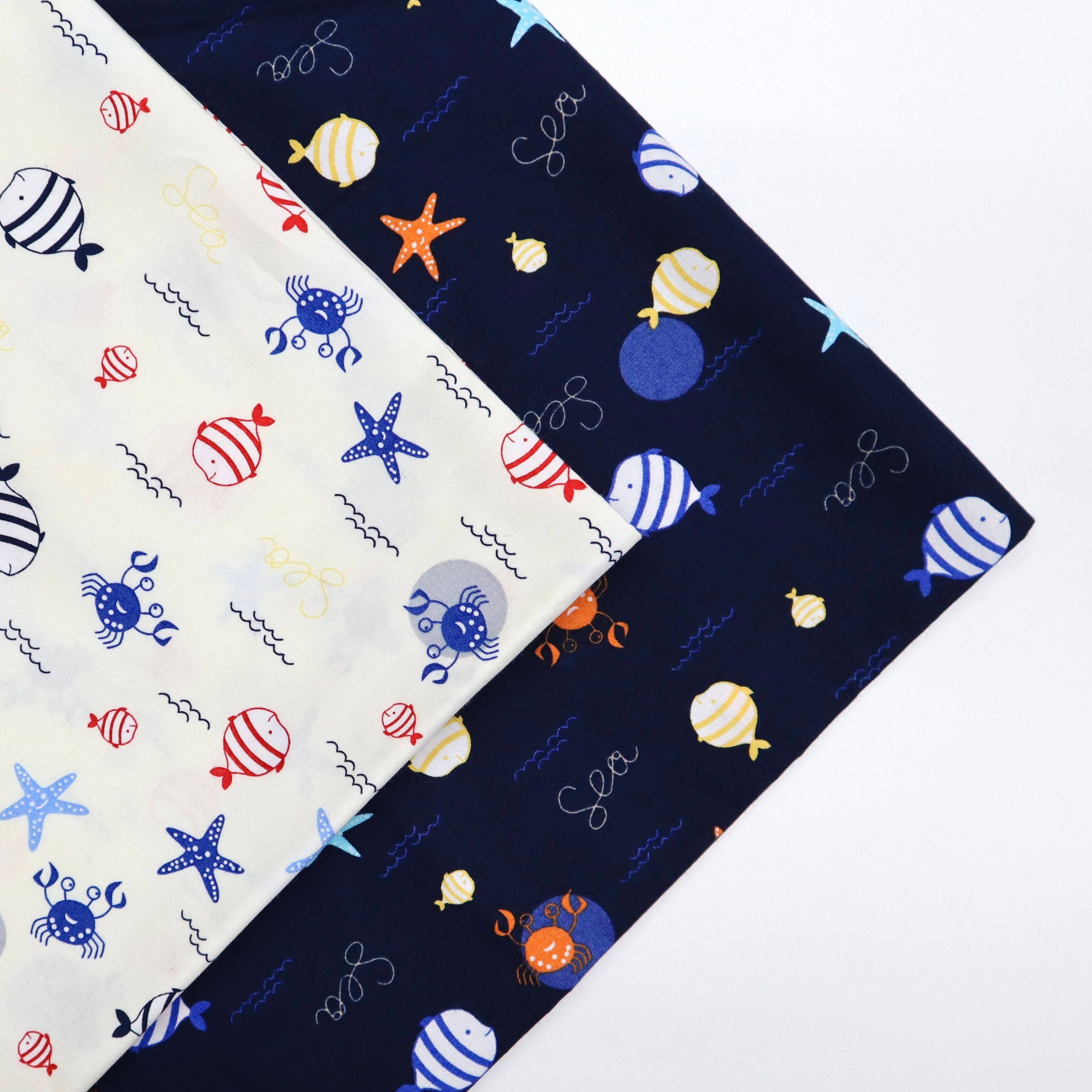 Cute Sea Life Printed Cotton Fabric Fish and Sea Life Print | Etsy