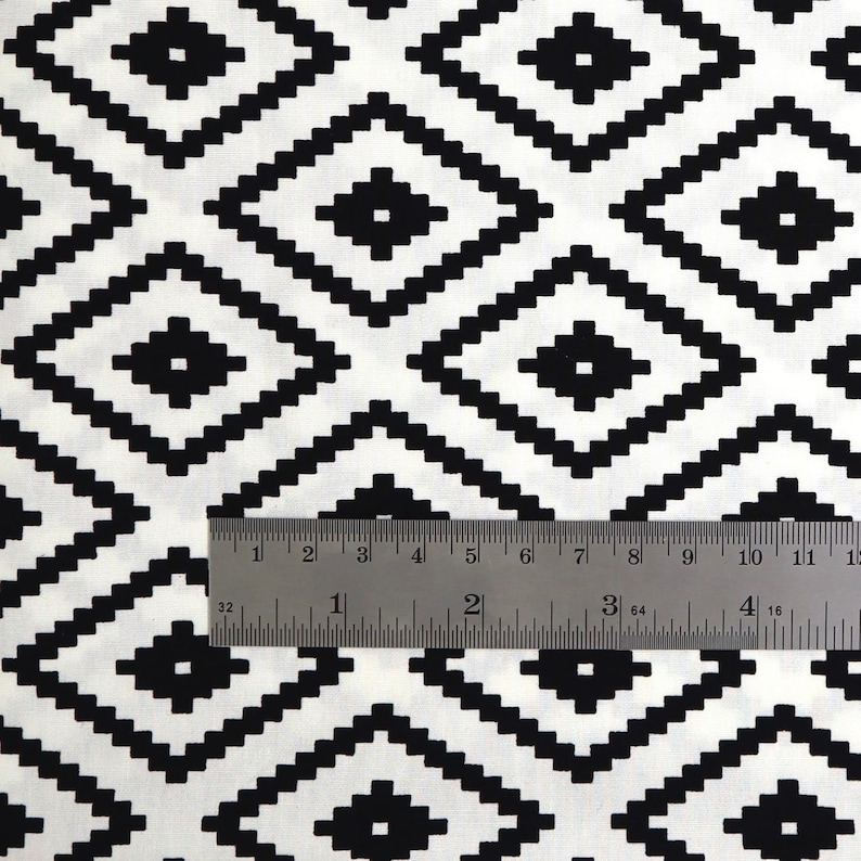 Geometric Printed Cotton Fabric Black Geometric Printed on - Etsy