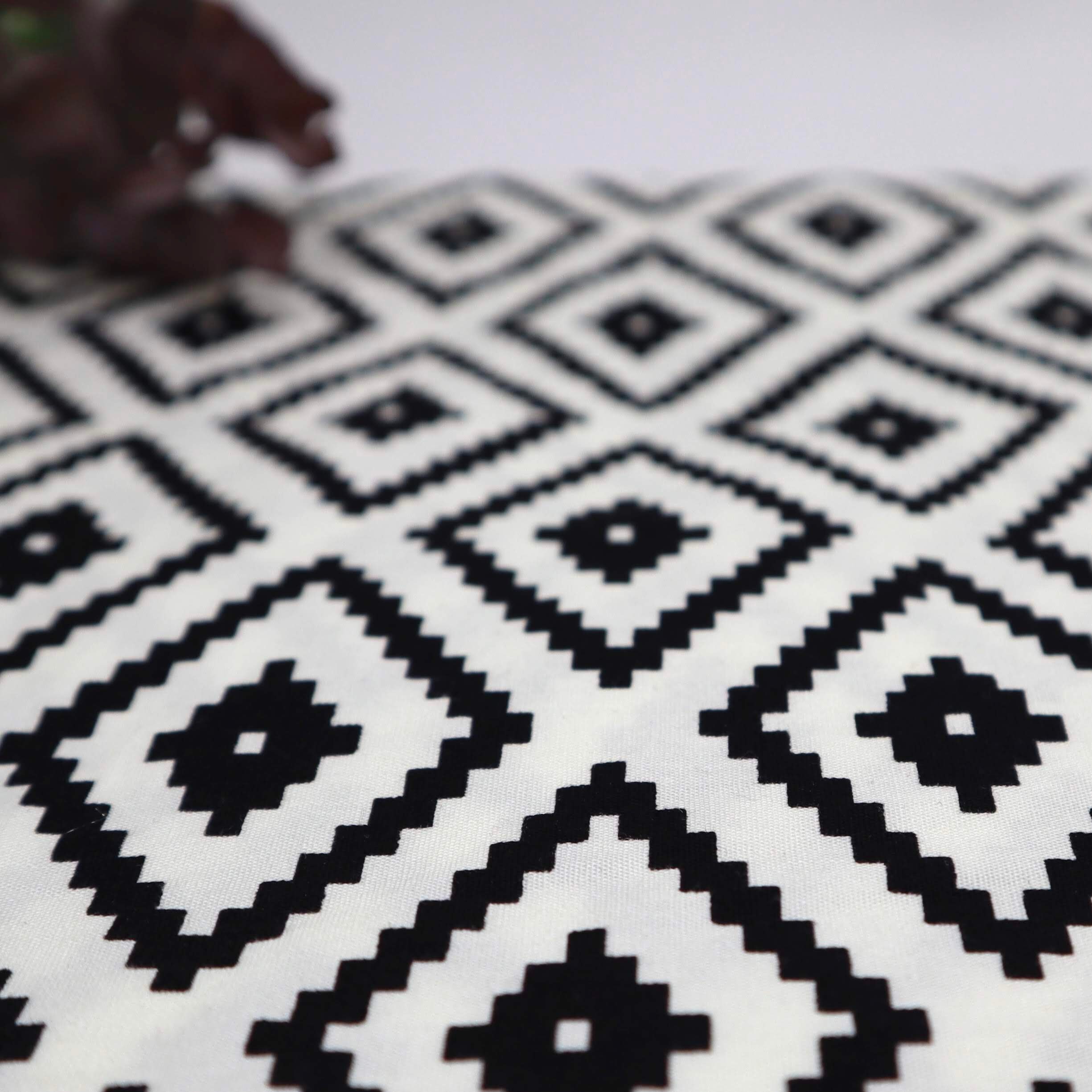 Geometric Printed Cotton Fabric Black Geometric Printed on | Etsy