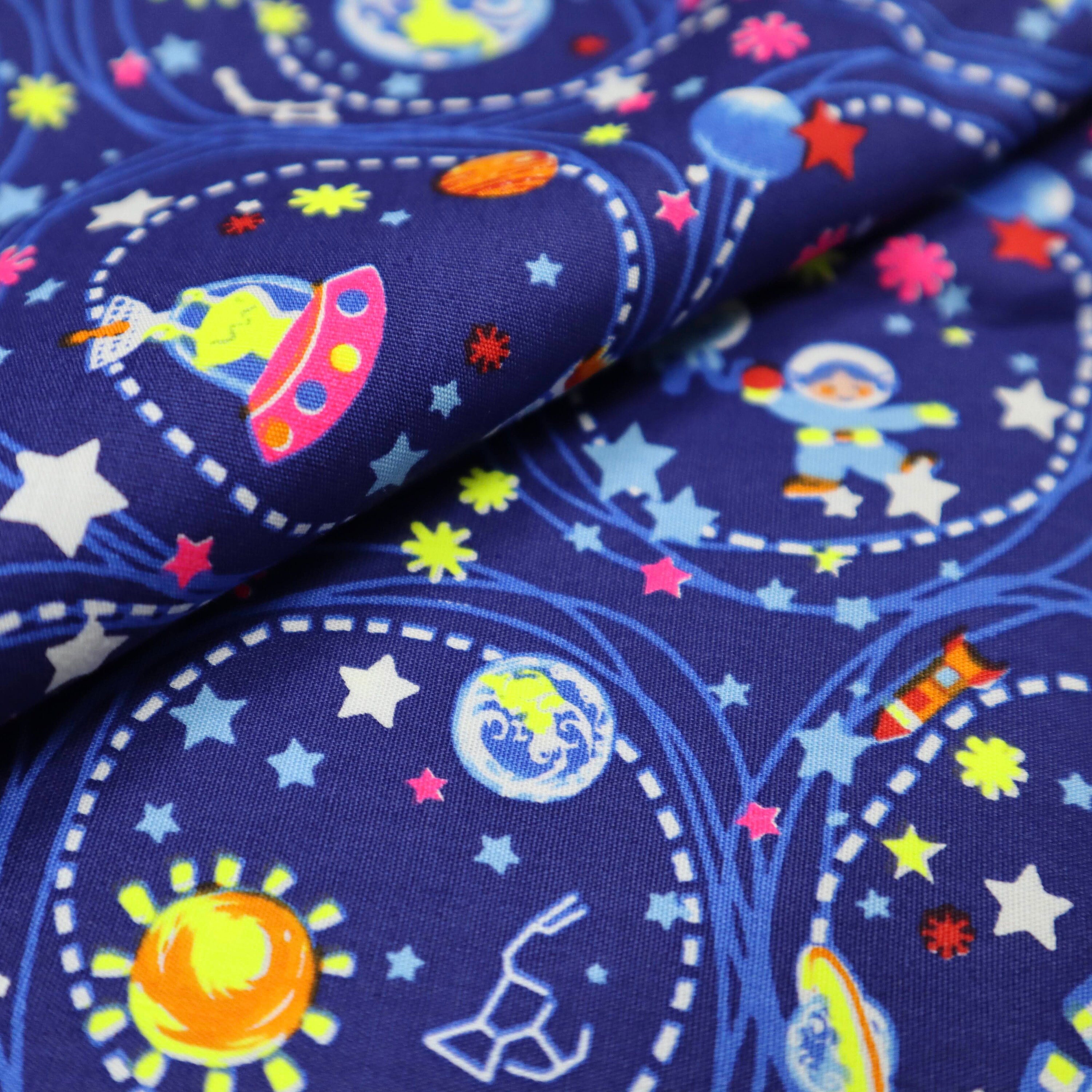 Astronaut in Space Printed Cotton Fabric Space Fabric | Etsy