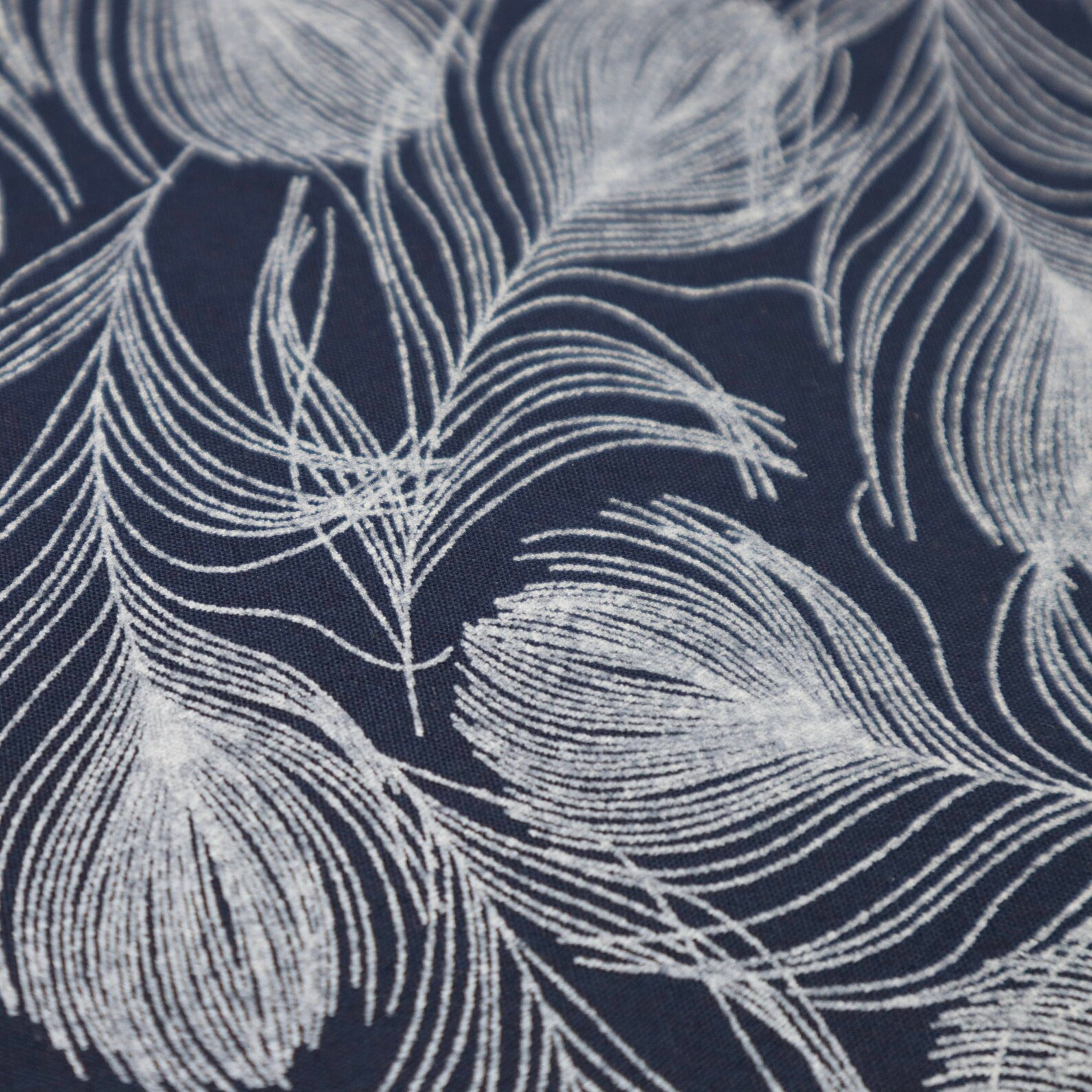 Feather Printed Cotton Fabric White Feather on Navy - Etsy