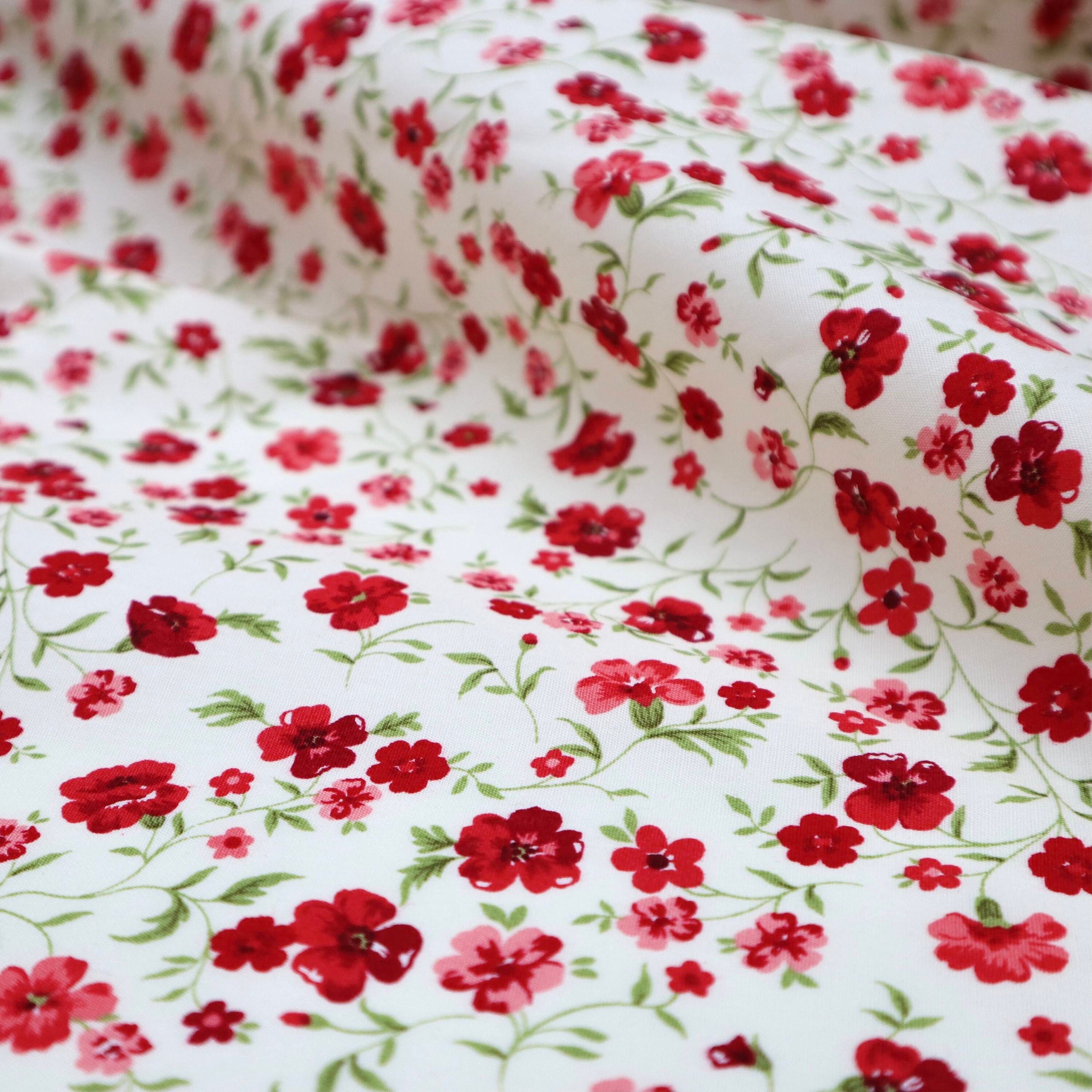 Sweet Little Red Flower Cotton Fabric Cute Red Flowers - Etsy