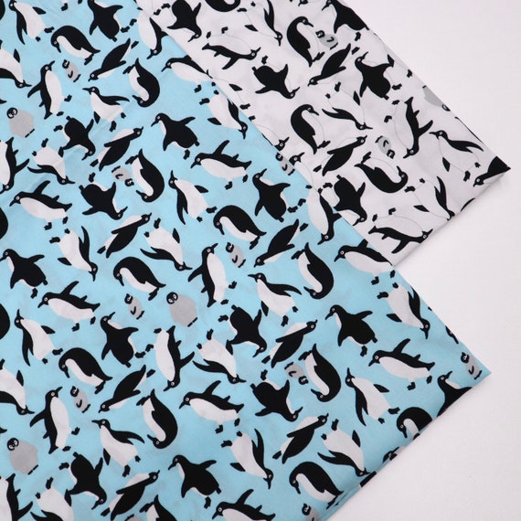 Cute Penguin Printed Cotton Fabric Penguin Cartoon Printed | Etsy