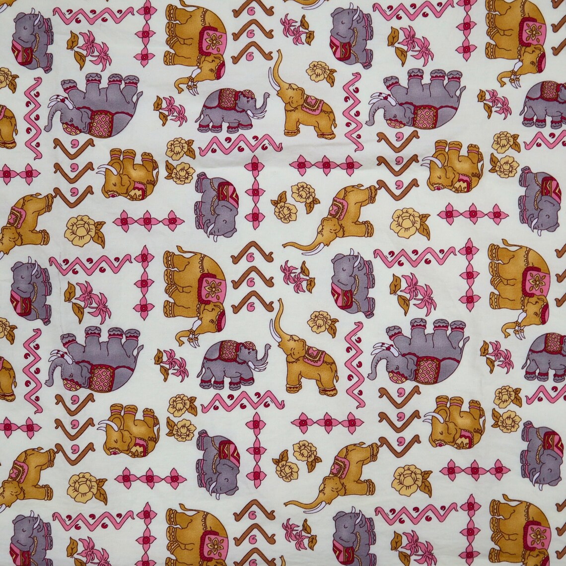 Beautiful Elephants Fabric Asian Style Elephants Printed on - Etsy