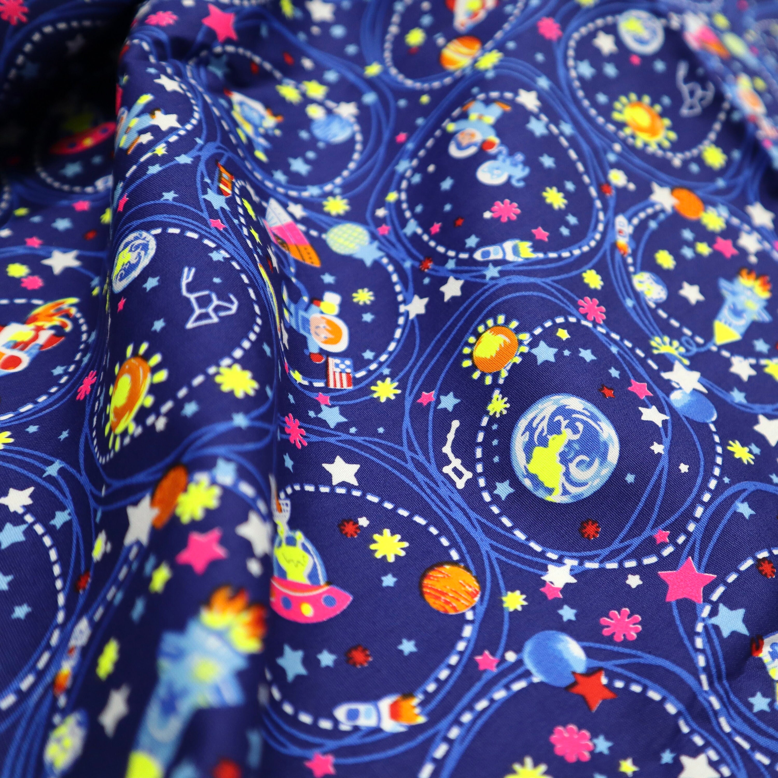 Astronaut in Space Printed Cotton Fabric Space Fabric - Etsy