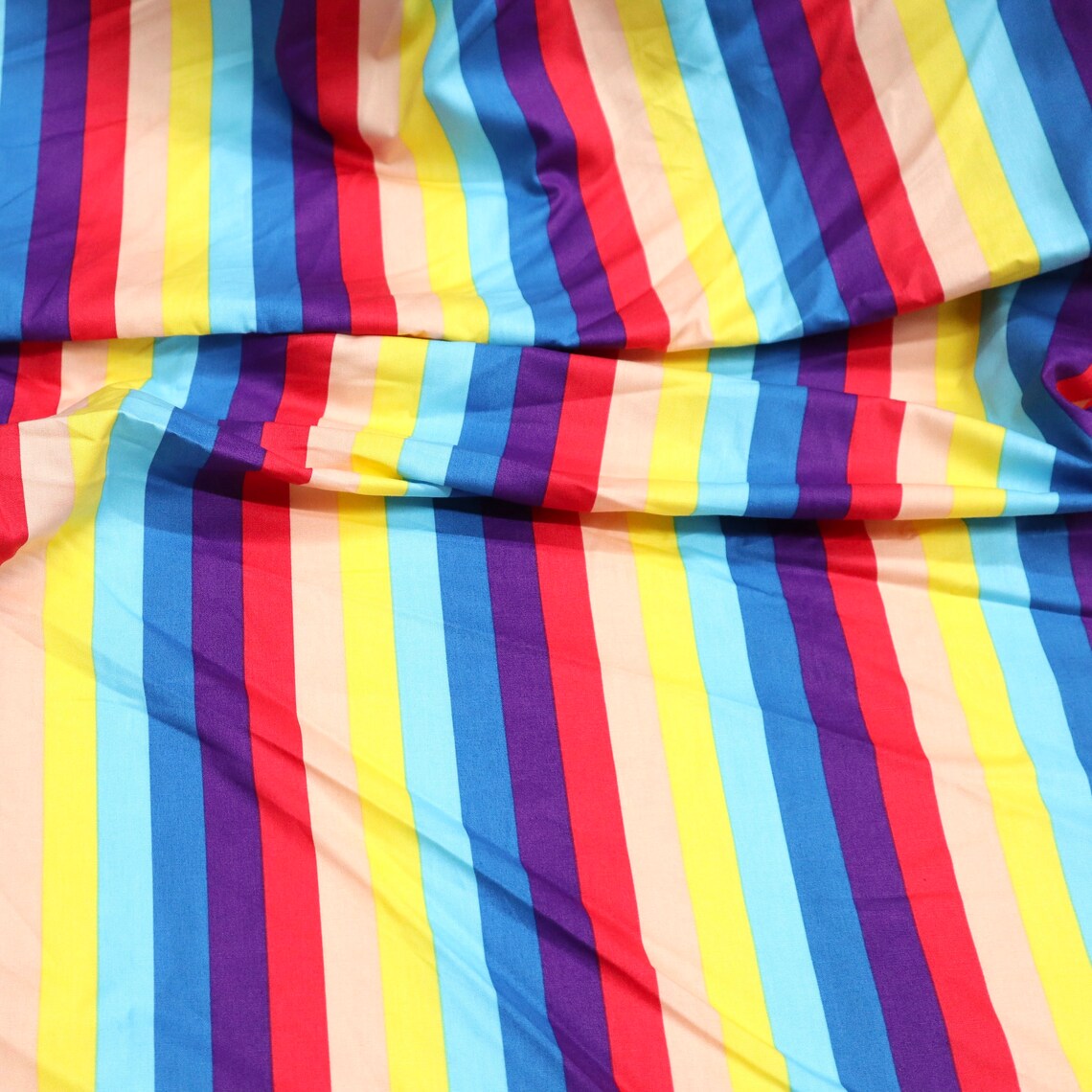 Rainbow Stripe Cotton Fabric Colorful Striped Cotton Fabric - Etsy