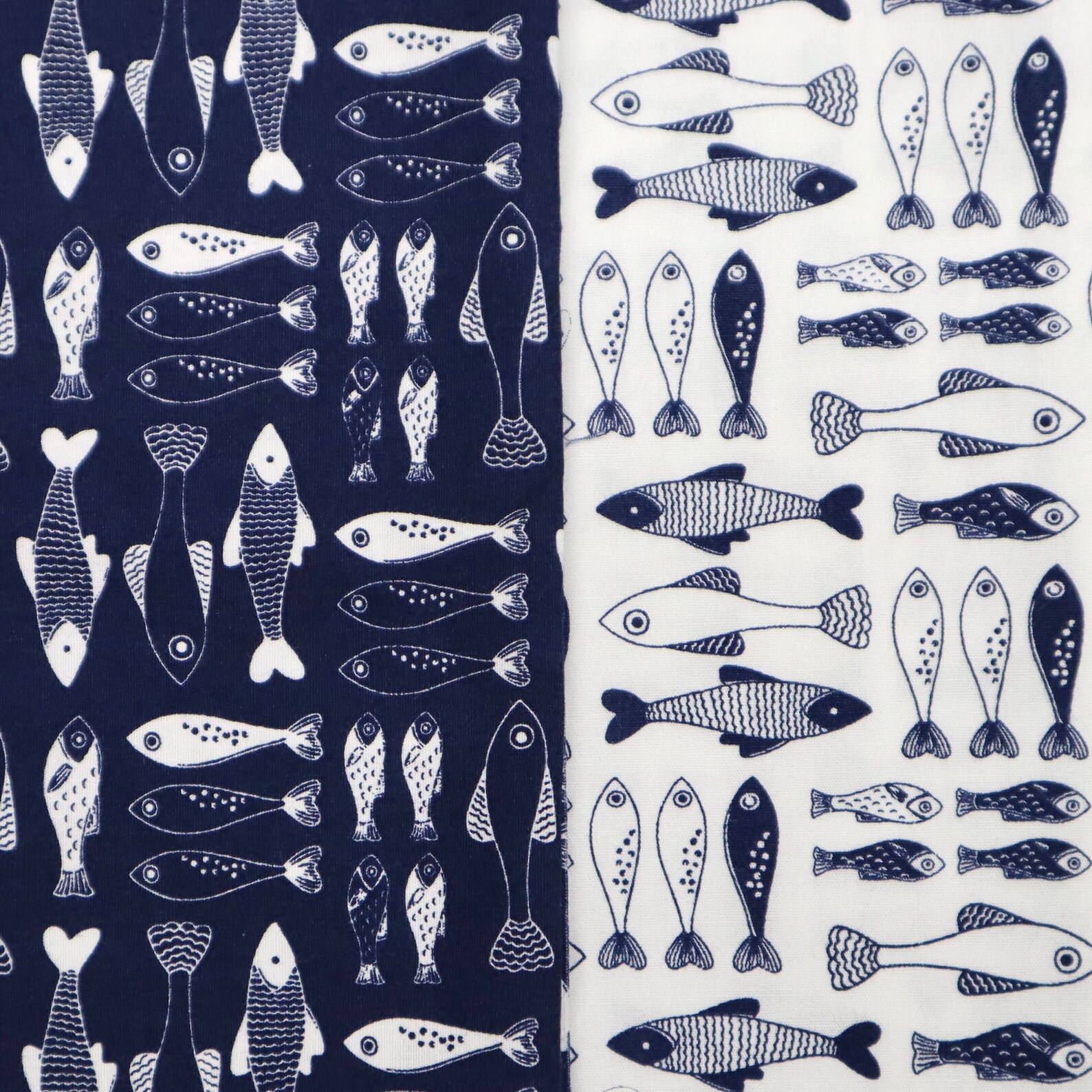 Little Fish Printed Cotton Fabric Fish Print on Navy - Etsy
