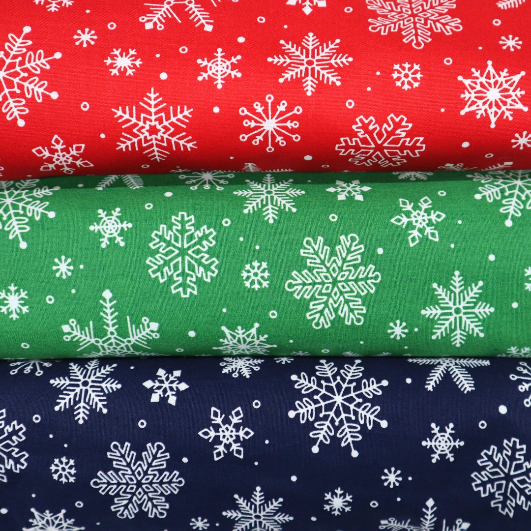 Christmas Snowflake Cotton Fabric Christmas Theme Printed on Red, Green ...