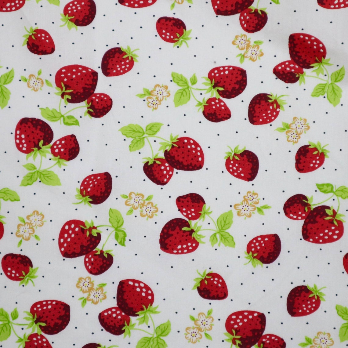 Strawberry Fabric Super Cute Strawberry Printed on White | Etsy