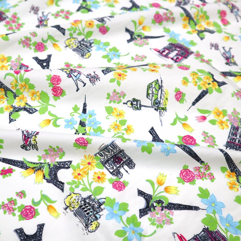 Paris Landmarks Cotton Fabric - Eiffel Tower, Quilting Fabric - Etsy
