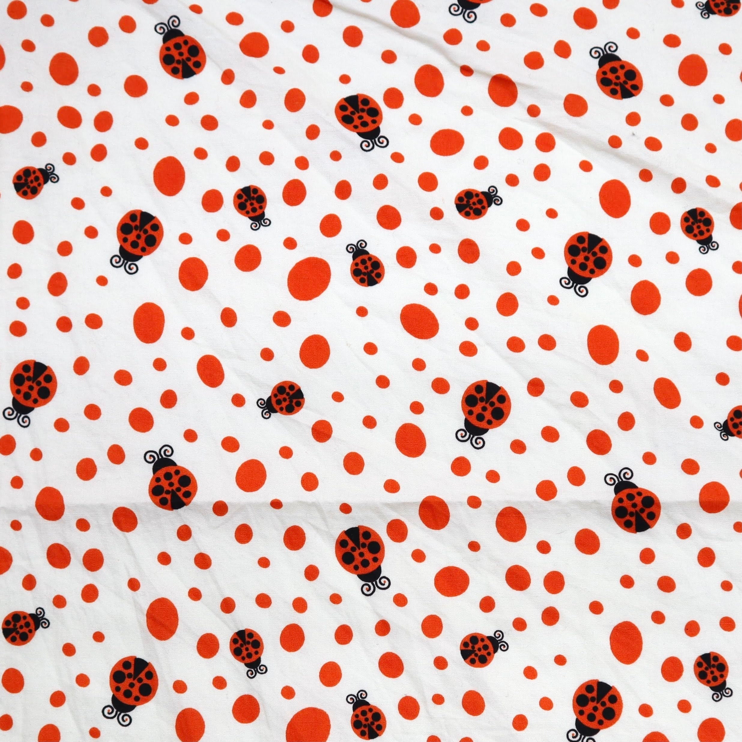 Ladybird Beetle Printed Cotton Fabric Cute Orange Ladybug | Etsy