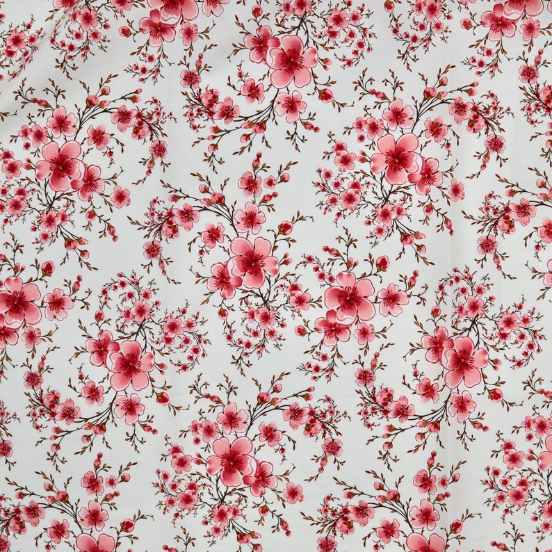 Beautiful Sakura Cotton Fabric - Sakura Flowers Printed on Black, Blue ...