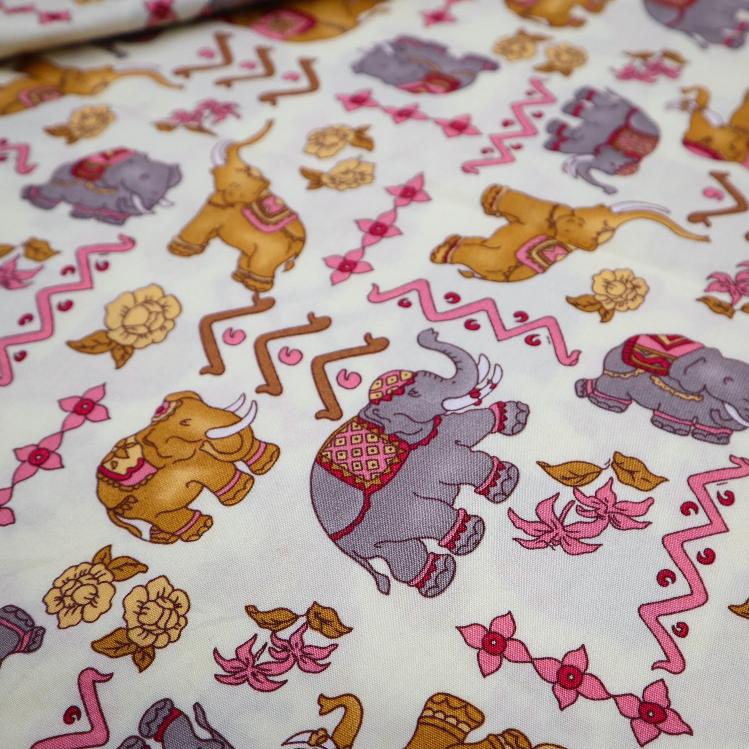 Beautiful Elephants Fabric Asian Style Elephants Printed on - Etsy