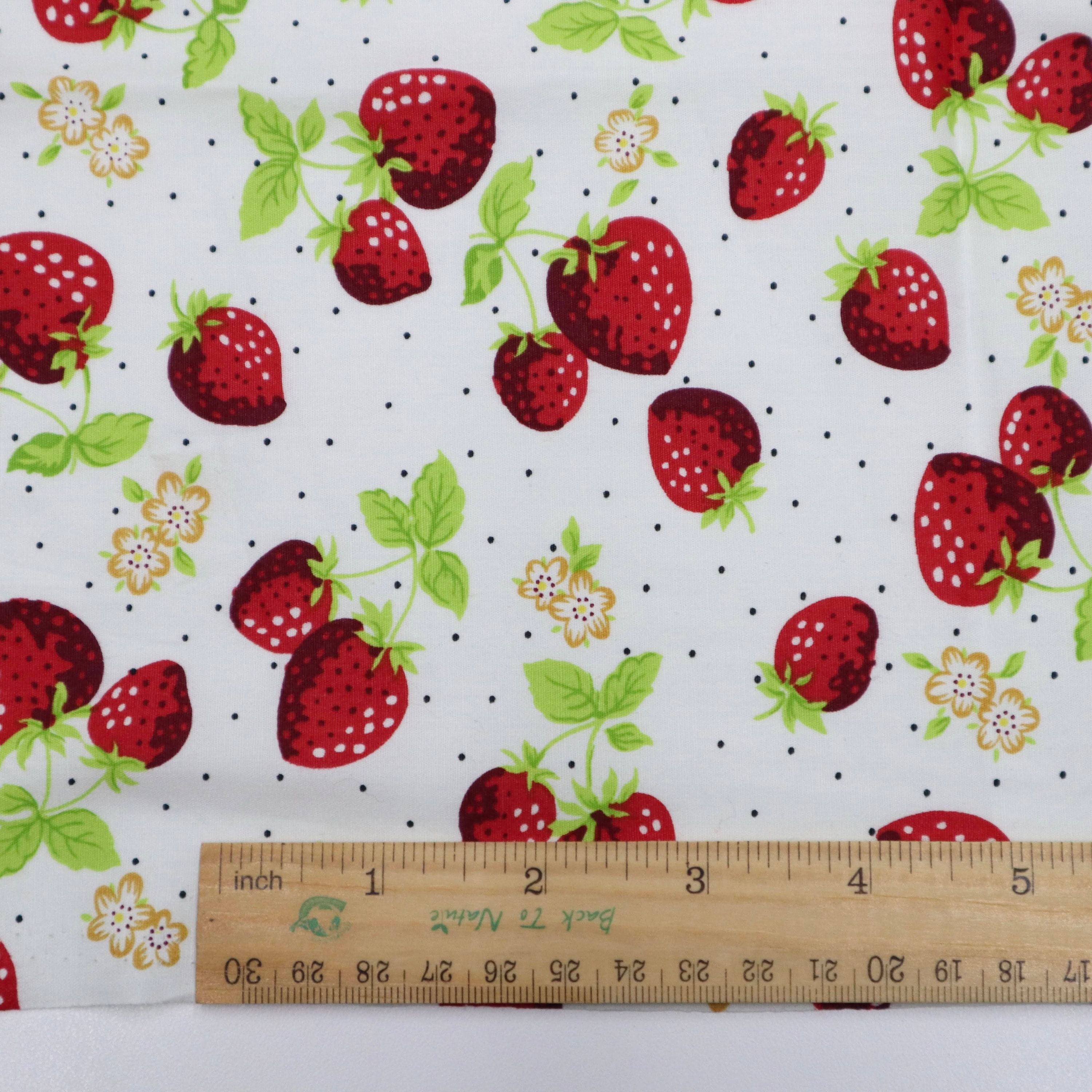 Strawberry Fabric Super Cute Strawberry Printed on White | Etsy