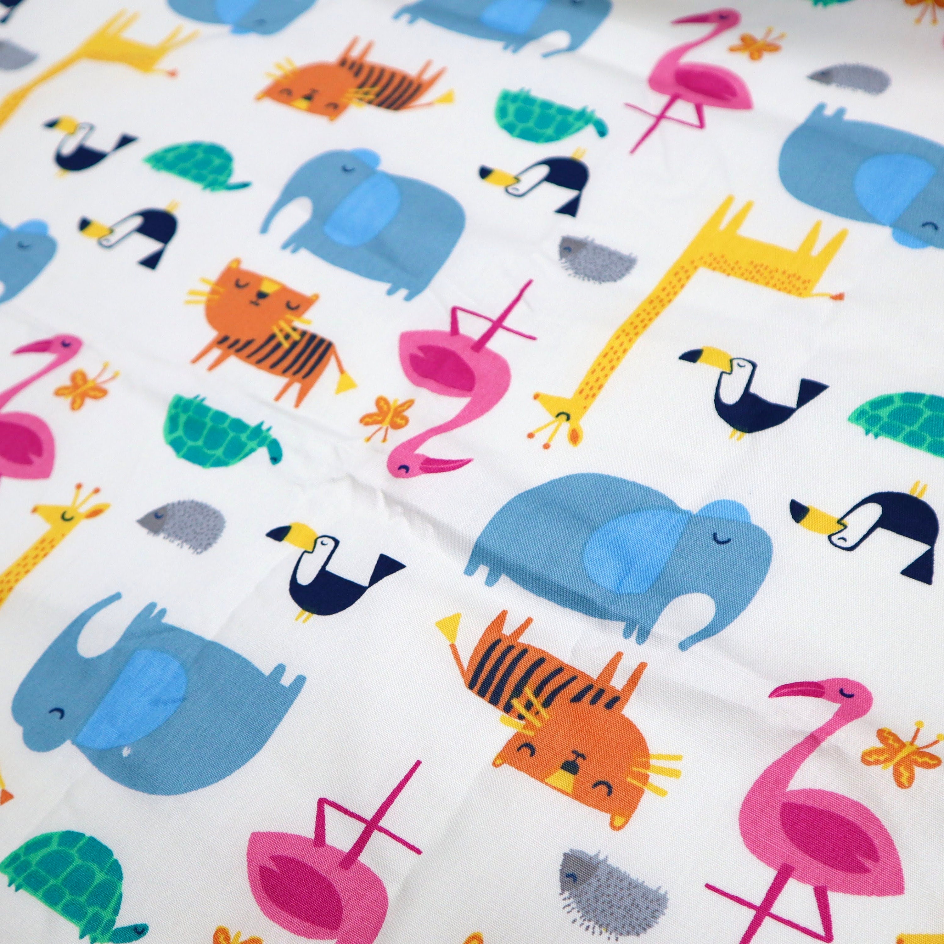 Cute Animal Cotton Fabric Animal Printed on White Fabric | Etsy