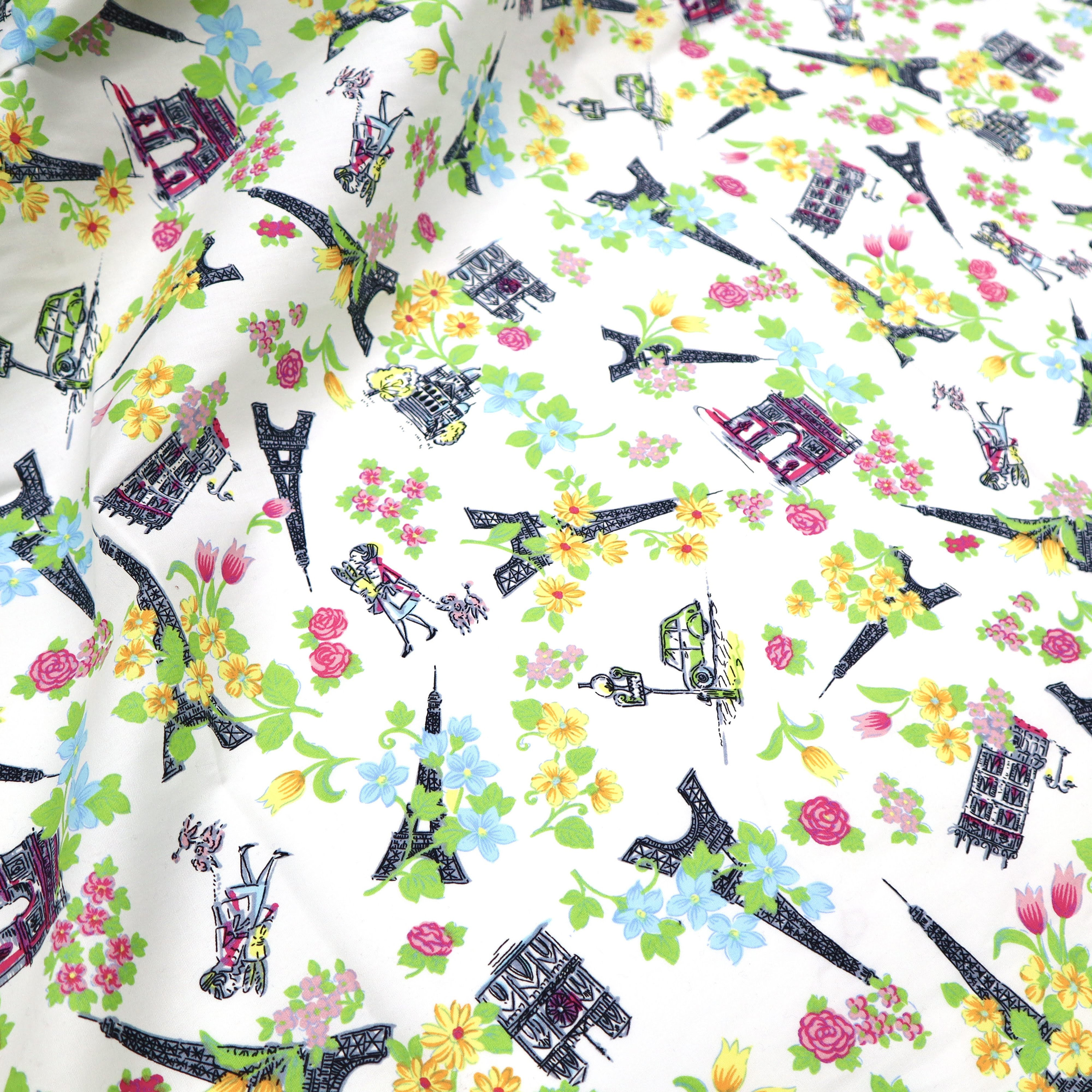 Paris Landmarks Printed Cotton Fabric Paris Cotton Fabric | Etsy