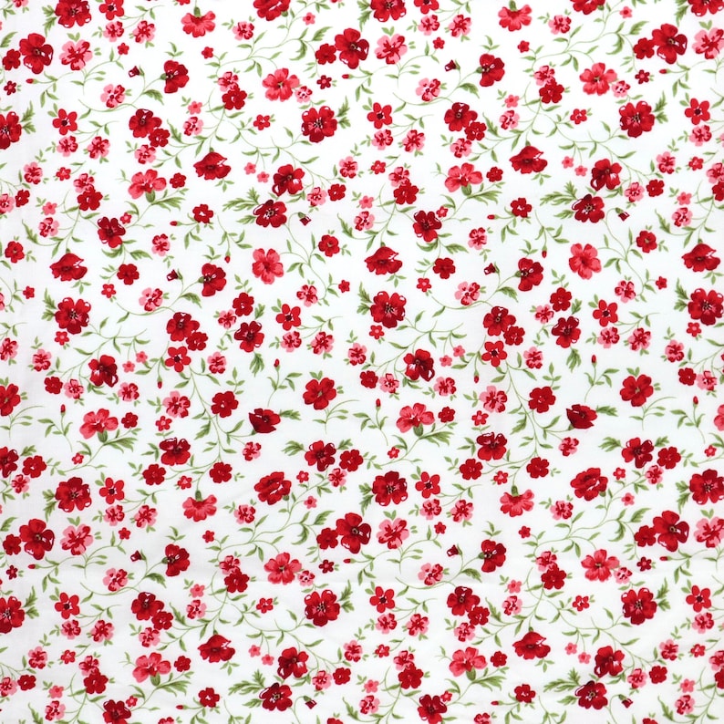 Sweet Little Red Flower Cotton Fabric Cute Red Flowers - Etsy