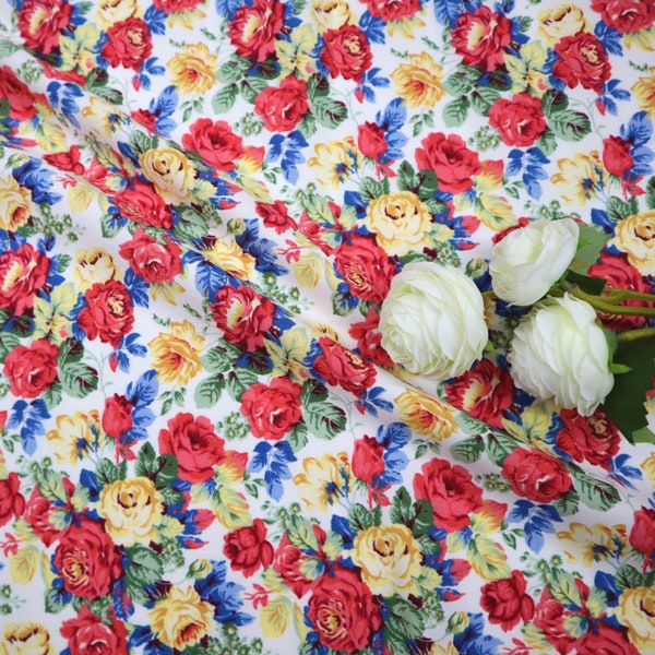 Yellow Rose Fabric - Etsy