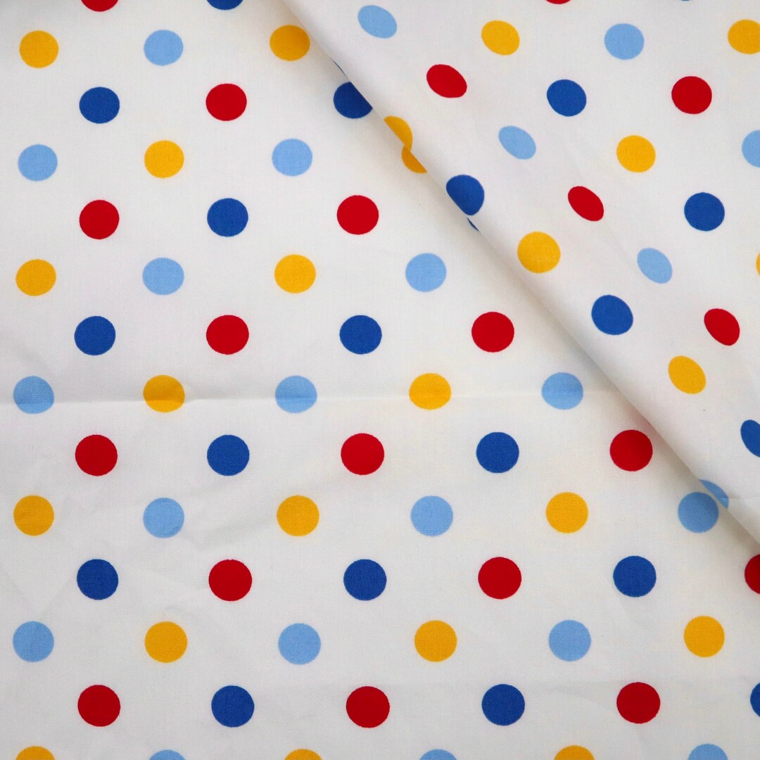 Colorful Polka Dot Cotton Fabric Red Yellow Blue and Light Blue Polka ...