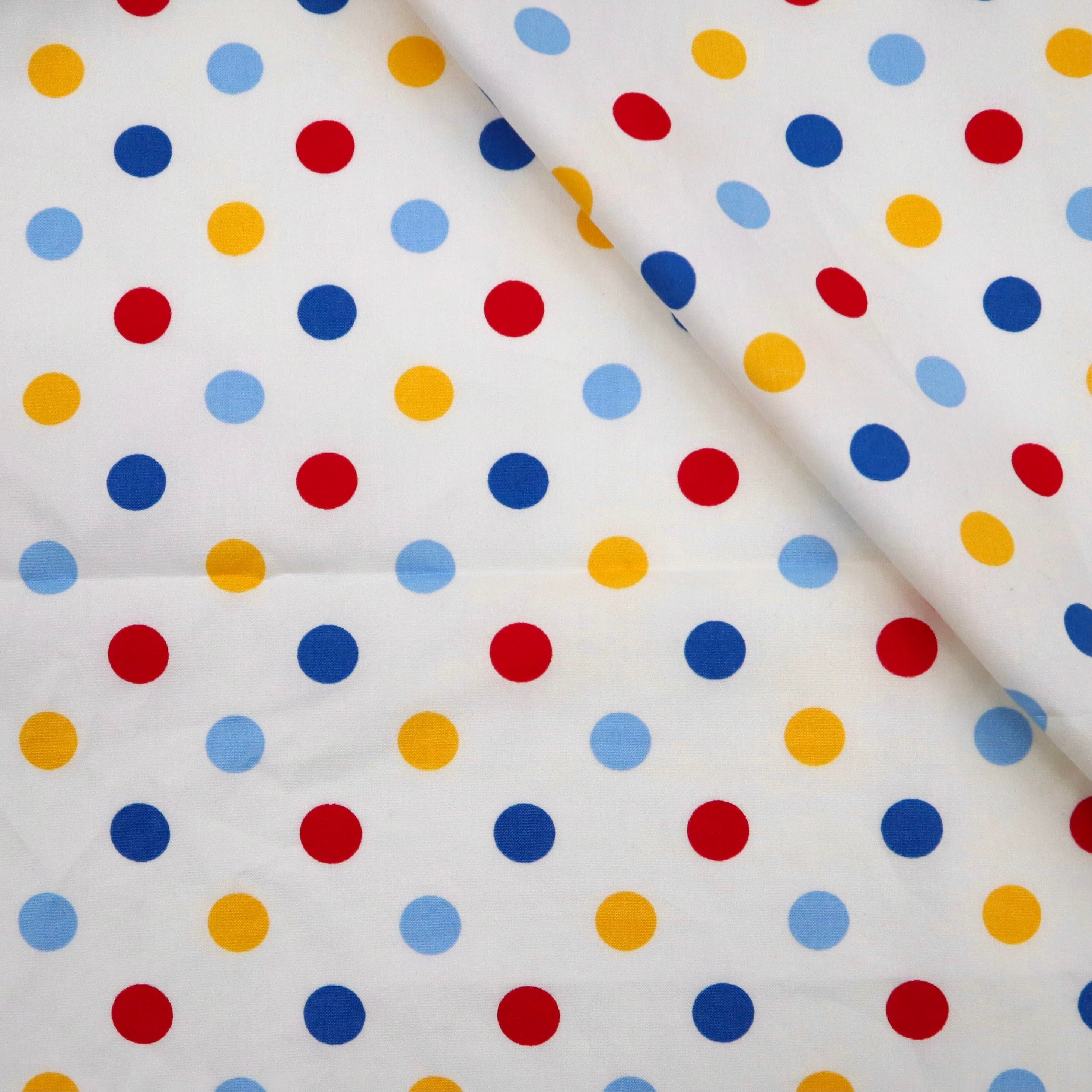 Colorful Polka Dot Cotton Fabric Red Yellow Blue and Light - Etsy