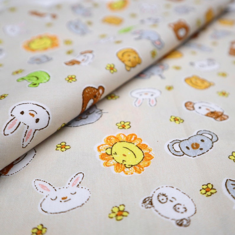 Lovely Animals Printed Cotton Fabric Wildlife Cotton Fabric - Etsy