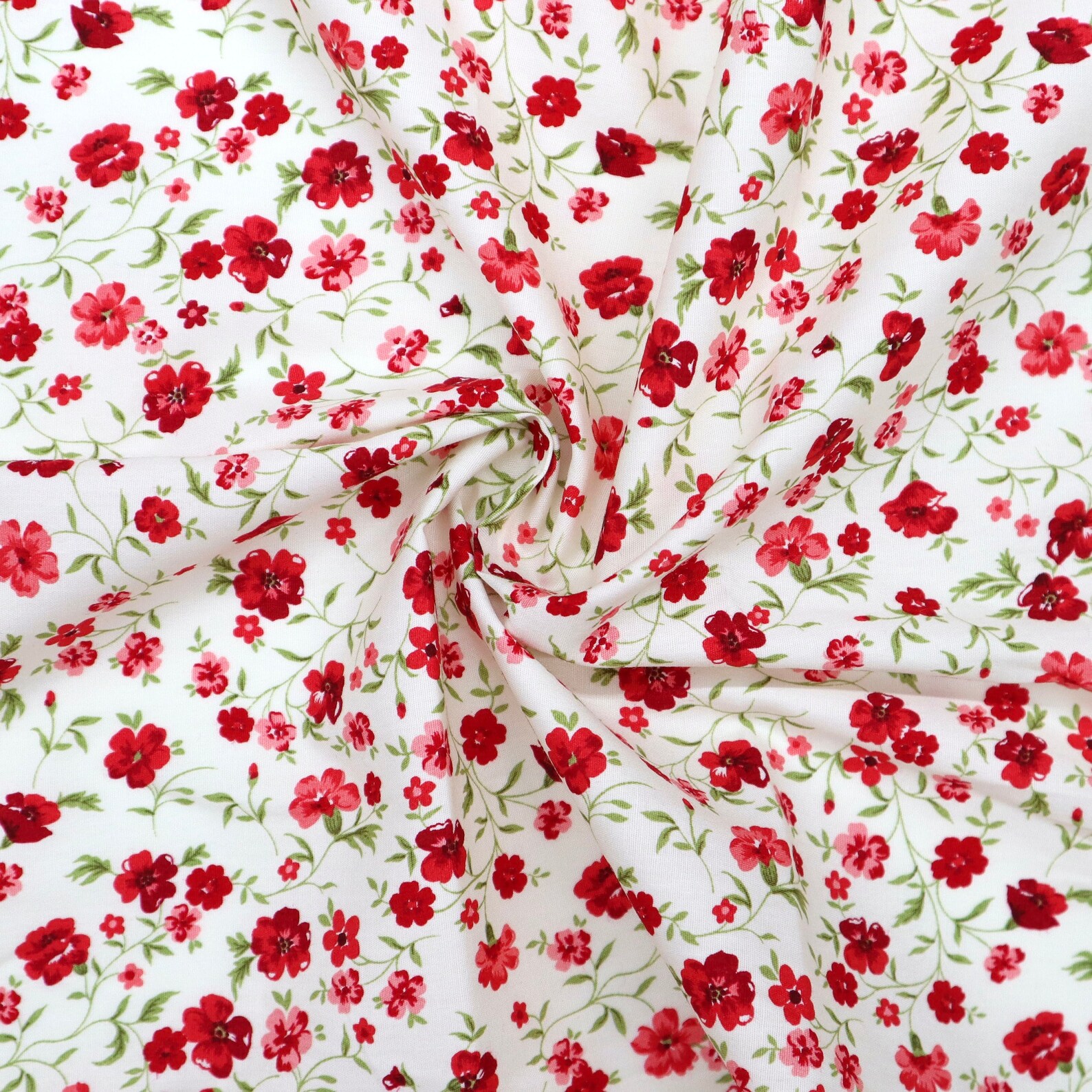 Sweet Little Red Flower Cotton Fabric Cute Red Flowers | Etsy