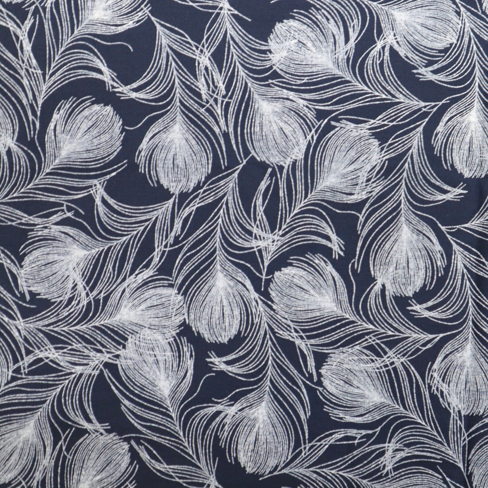Feather Printed Cotton Fabric White Feather on Navy - Etsy