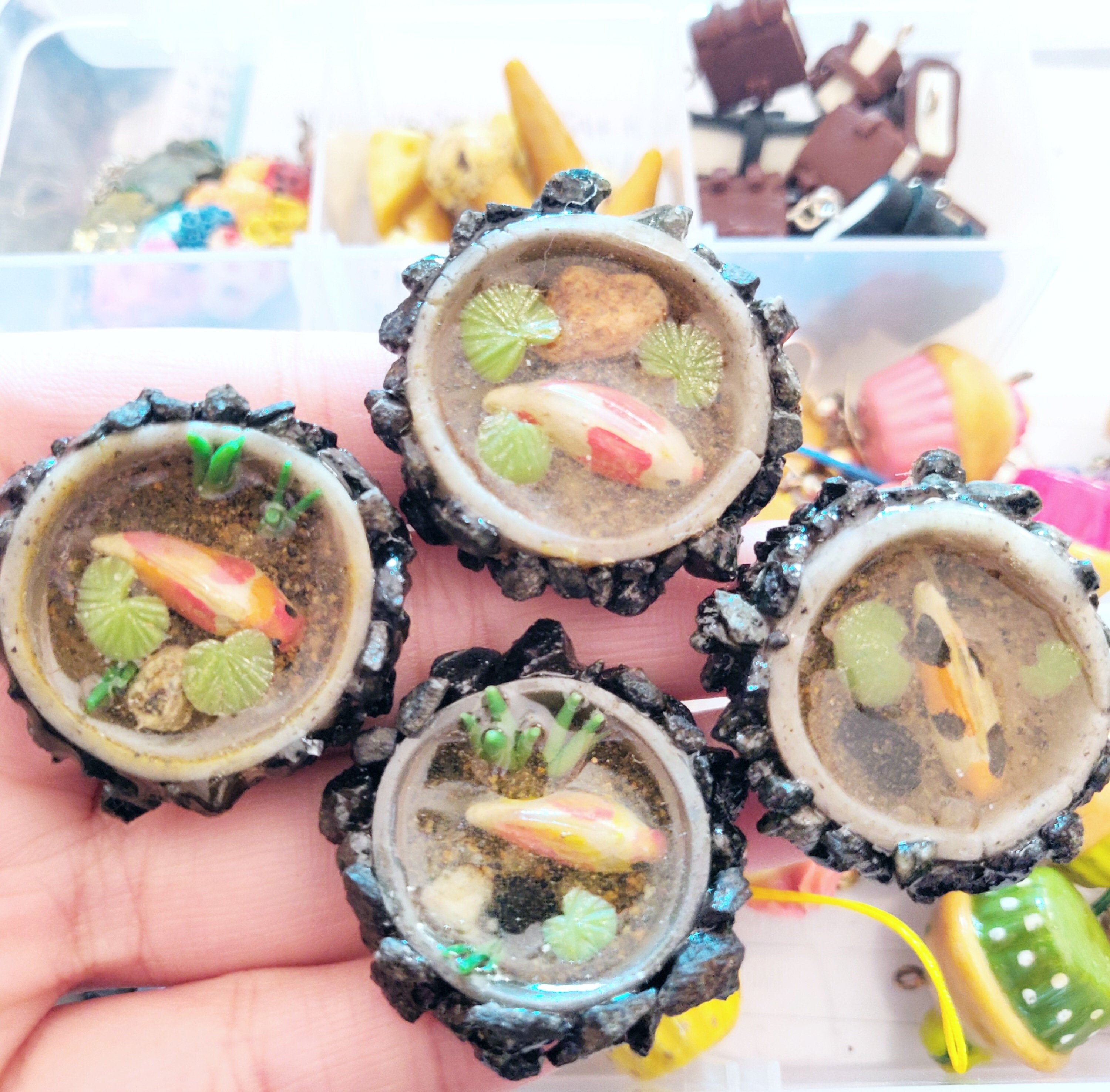 Koi Fish Miniature Pond Cute Polymer Clay Keychain Miniature | Etsy