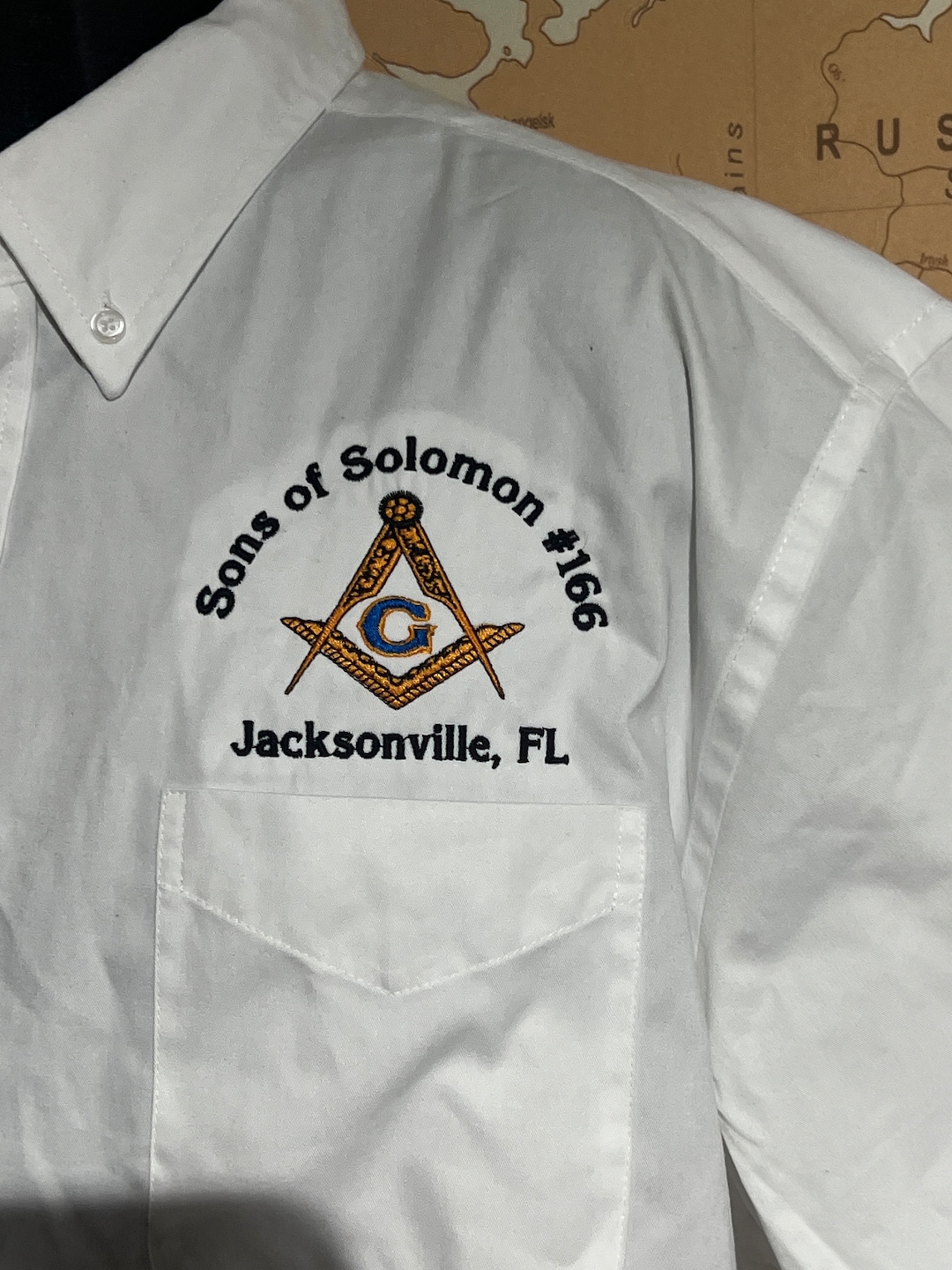 Masonic Custom Embroidered LONG Sleeve Easy Care Button Down Shirt ...