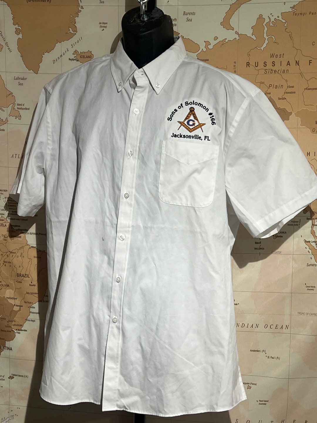 Custom Embroidered Short Sleeve Easy Care Button Down Masonic Shirt ...