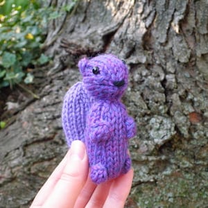 Hand Knit Wool Purple Squirrel Plush: Woodland Decor Gift - Etsy